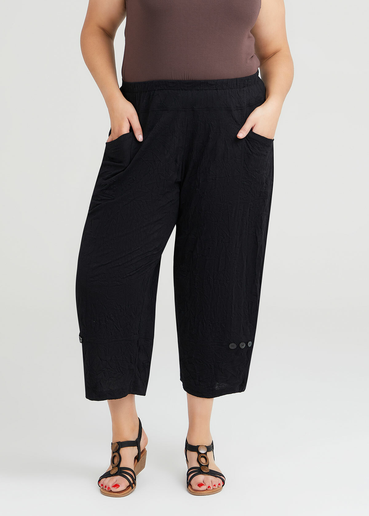 Shop Plus Size Retreat Crush Crop Pant, Black | Taking Shape AU