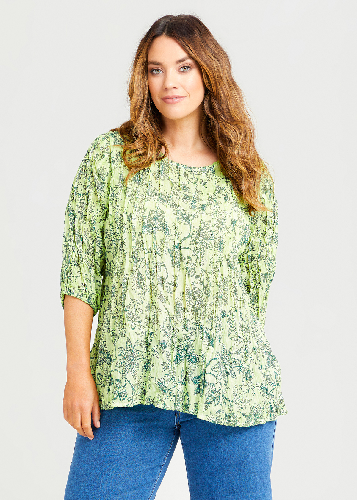 Shop Plus Size Cotton Pigment Pintuck Top, Green | Taking Shape AU