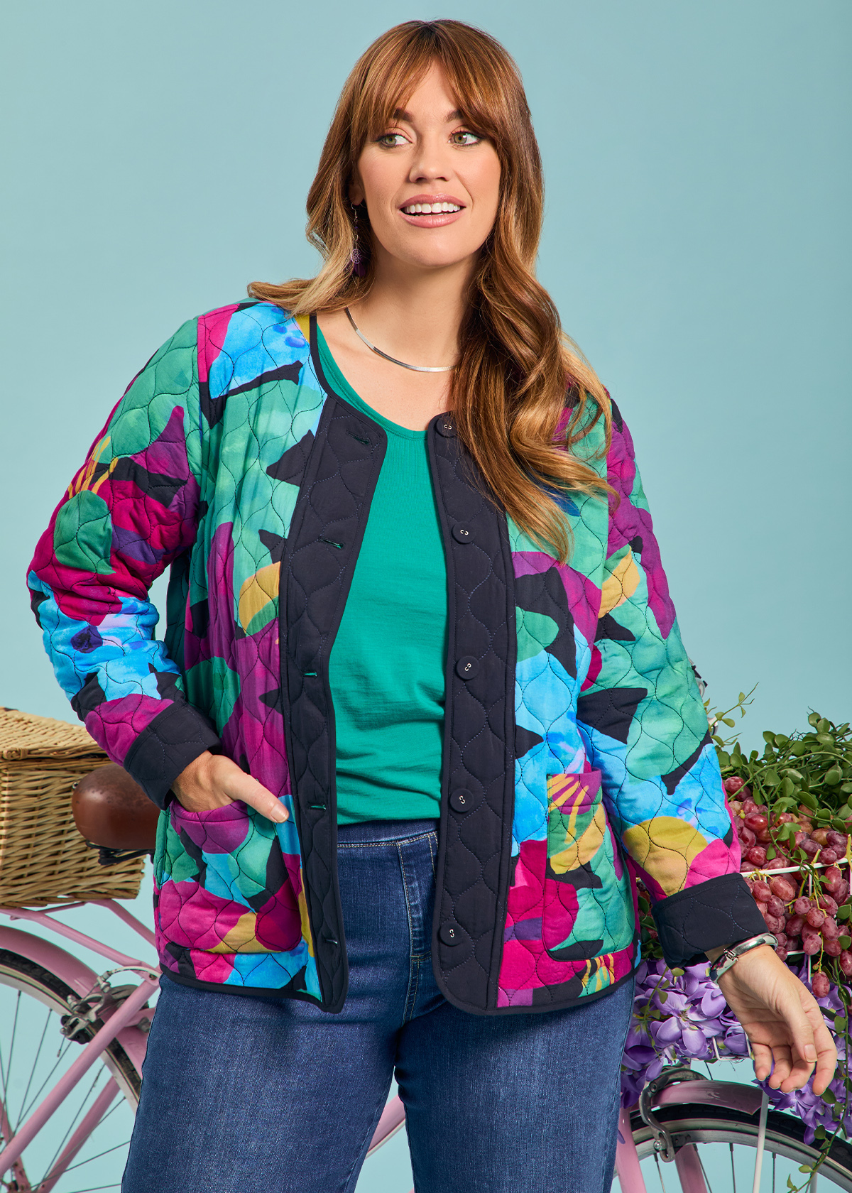 Shop Plus Size Natural Floral Reversible Jacket, Multi | Taking Shape AU
