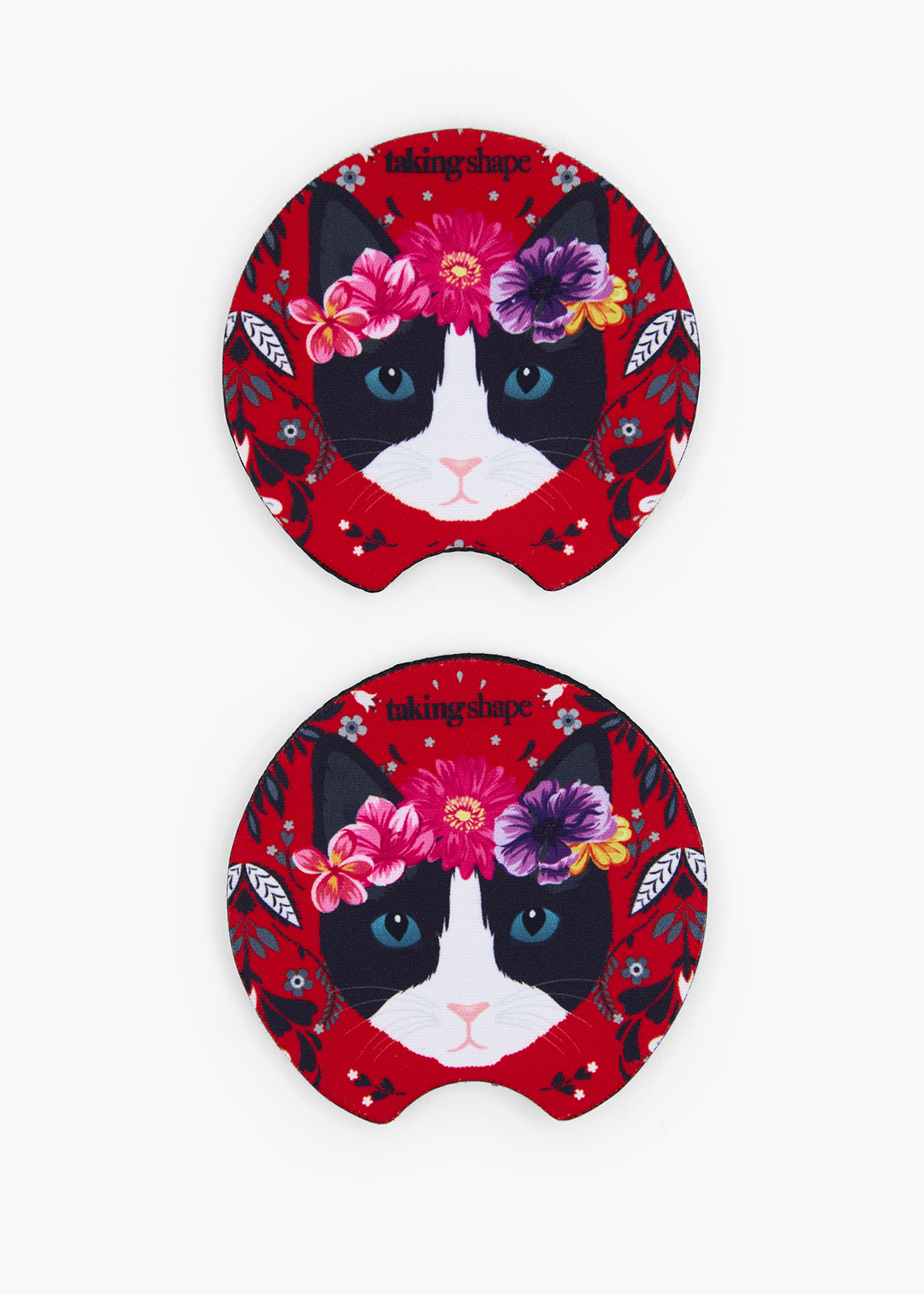 Shop Set/2 Cat Car Coasters in Multi | Accessories | Taking Shape AU