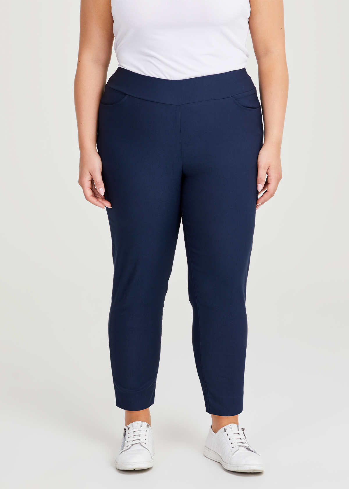Shop Plus Size Petite Editorial Slim Pant, Navy | Taking Shape AU