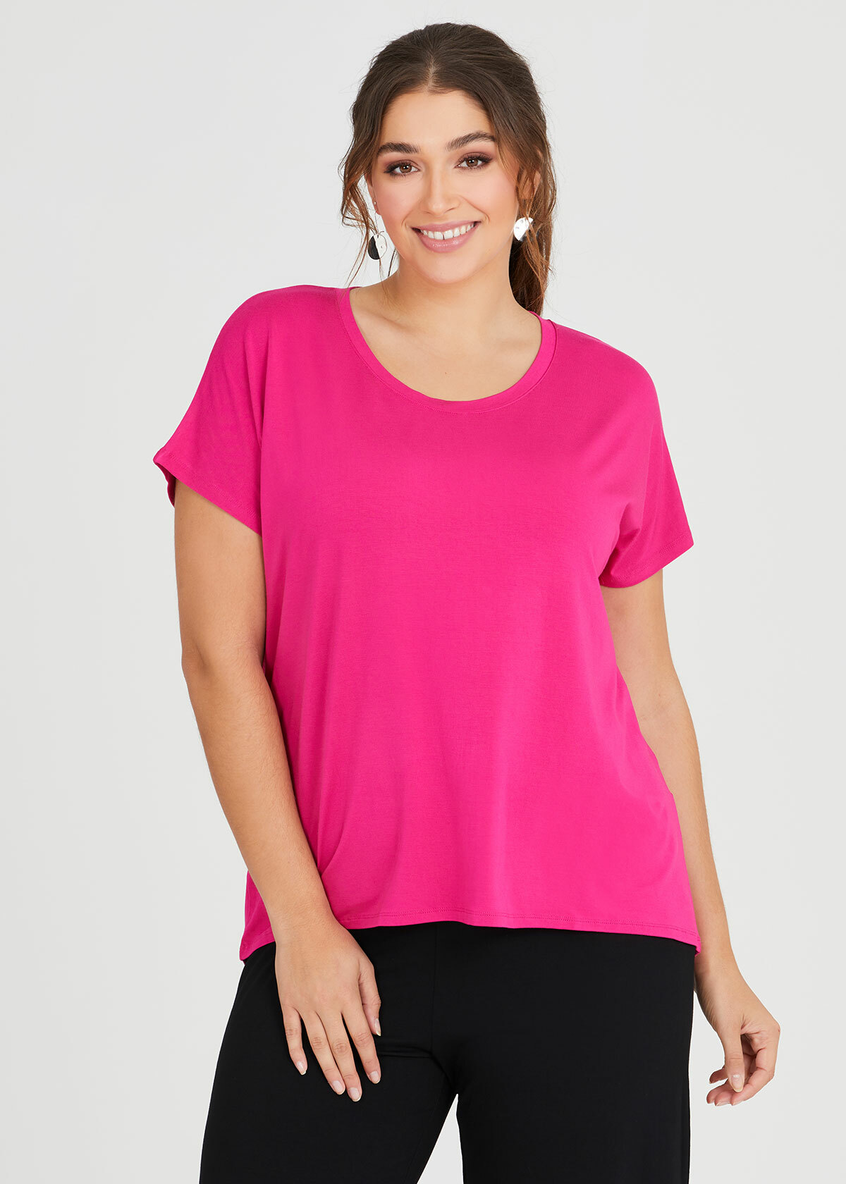 Shop Plus Size Bamboo Essential Top in Pink | Taking Shape NZ
