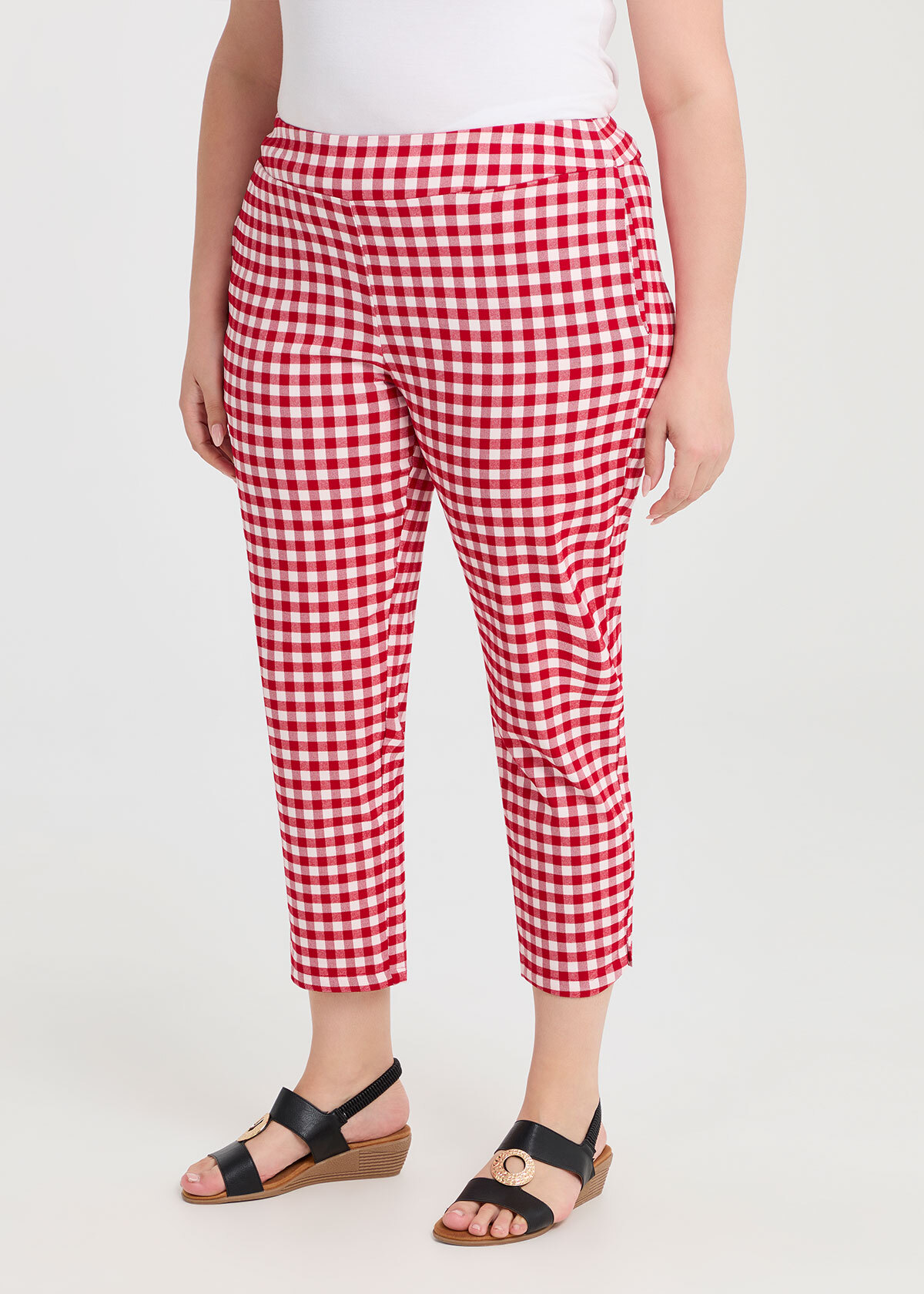 Shop Plus Size Checkmate Stretch Pant, Red | Taking Shape NZ
