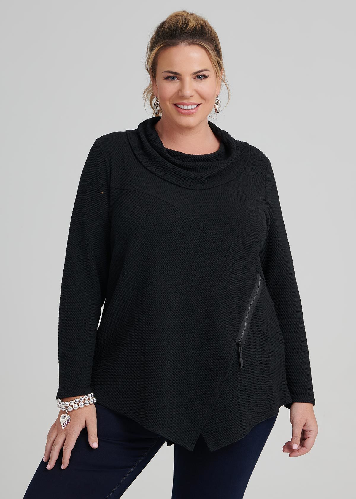 Shop Plus Size Zip Angles Top, Black | Taking Shape NZ