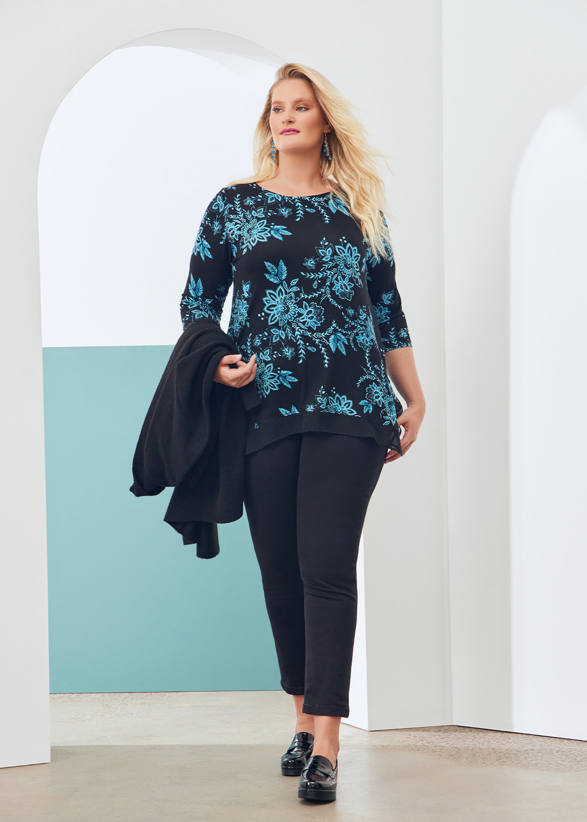 Shop Plus Size Bamboo Lacy Floral Top, Black | Taking Shape AU