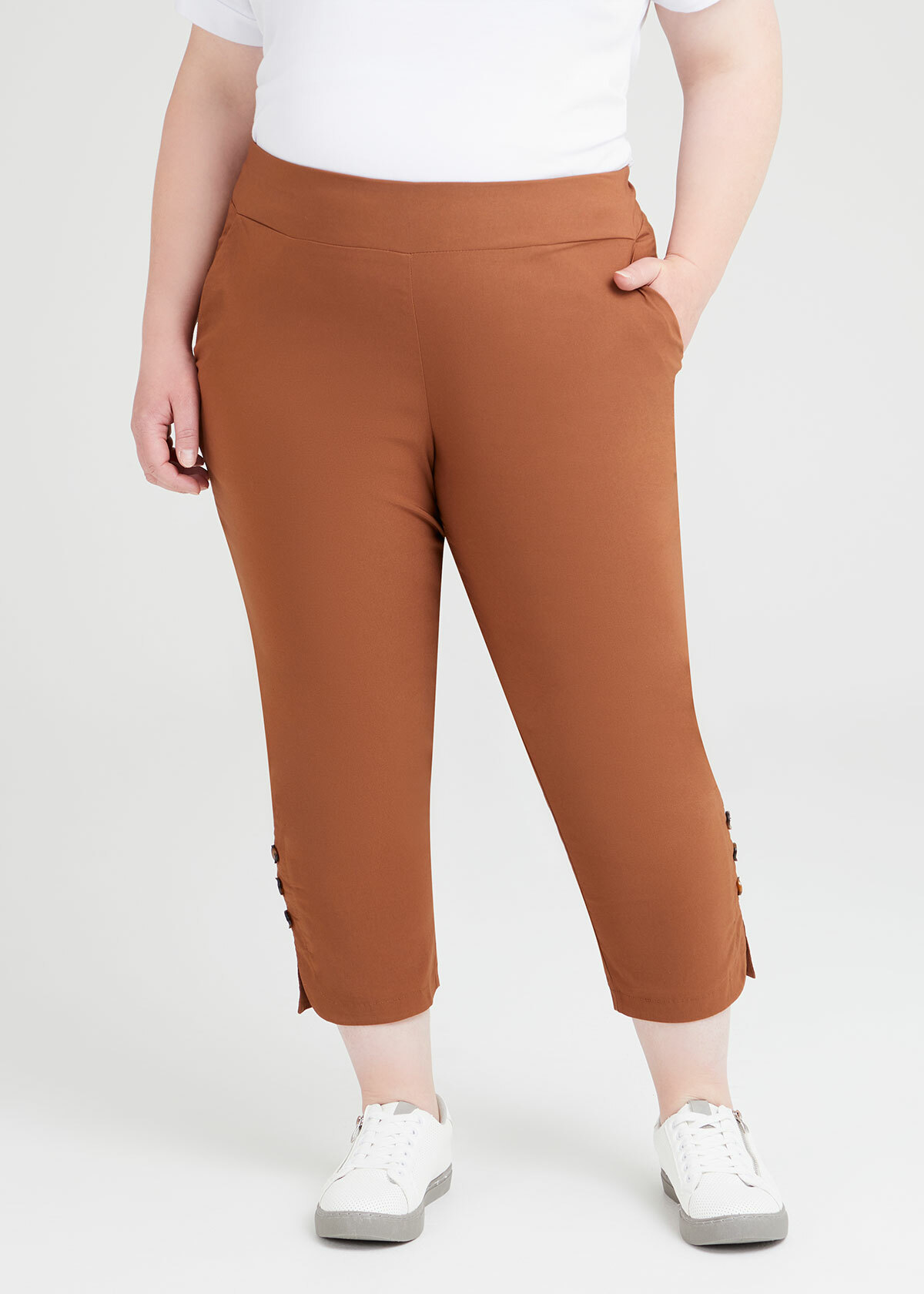 Shop Plus Size Petite Bamboo Trapeze Pant, Brown | Taking Shape AU