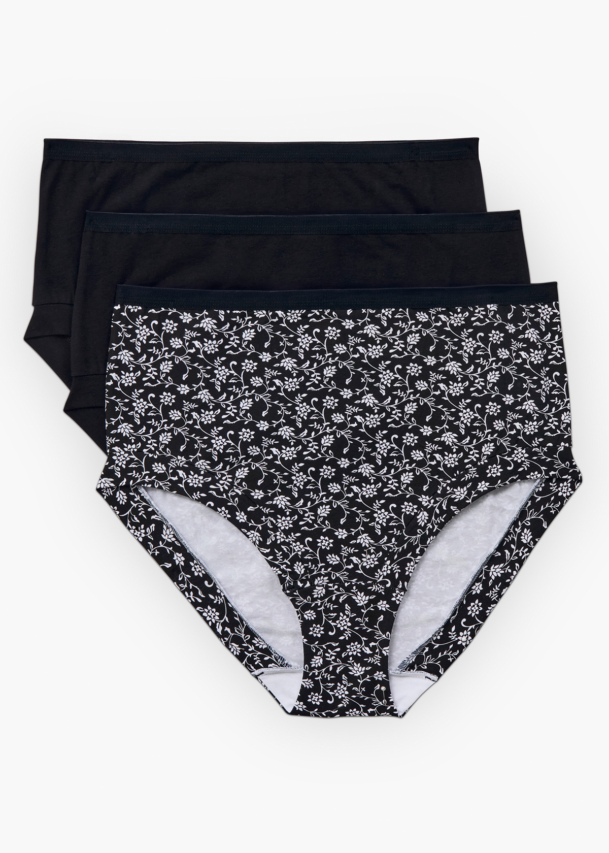 Shop Plus Size 3Pk Cotton Floral Full Briefs, Multi | Taking Shape AU