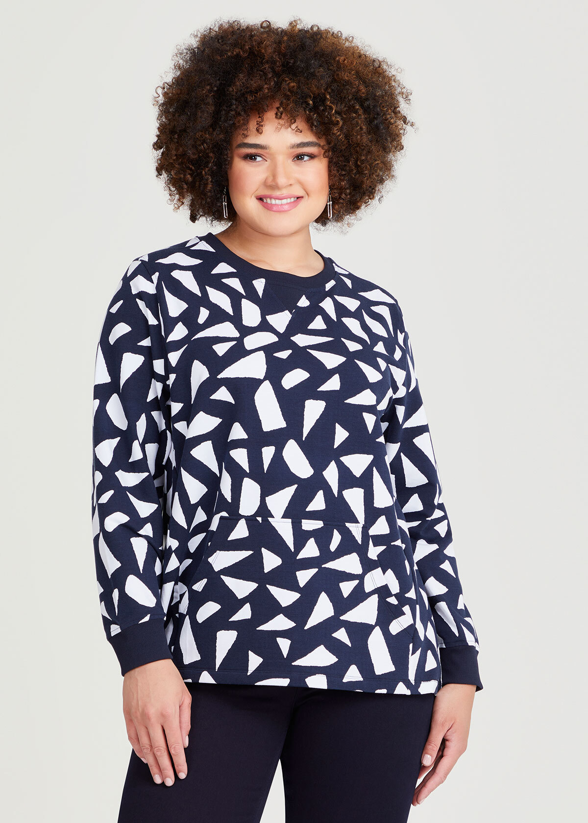 Shop Plus Size Cotton Geo Sweatshirt, Blue | Taking Shape AU