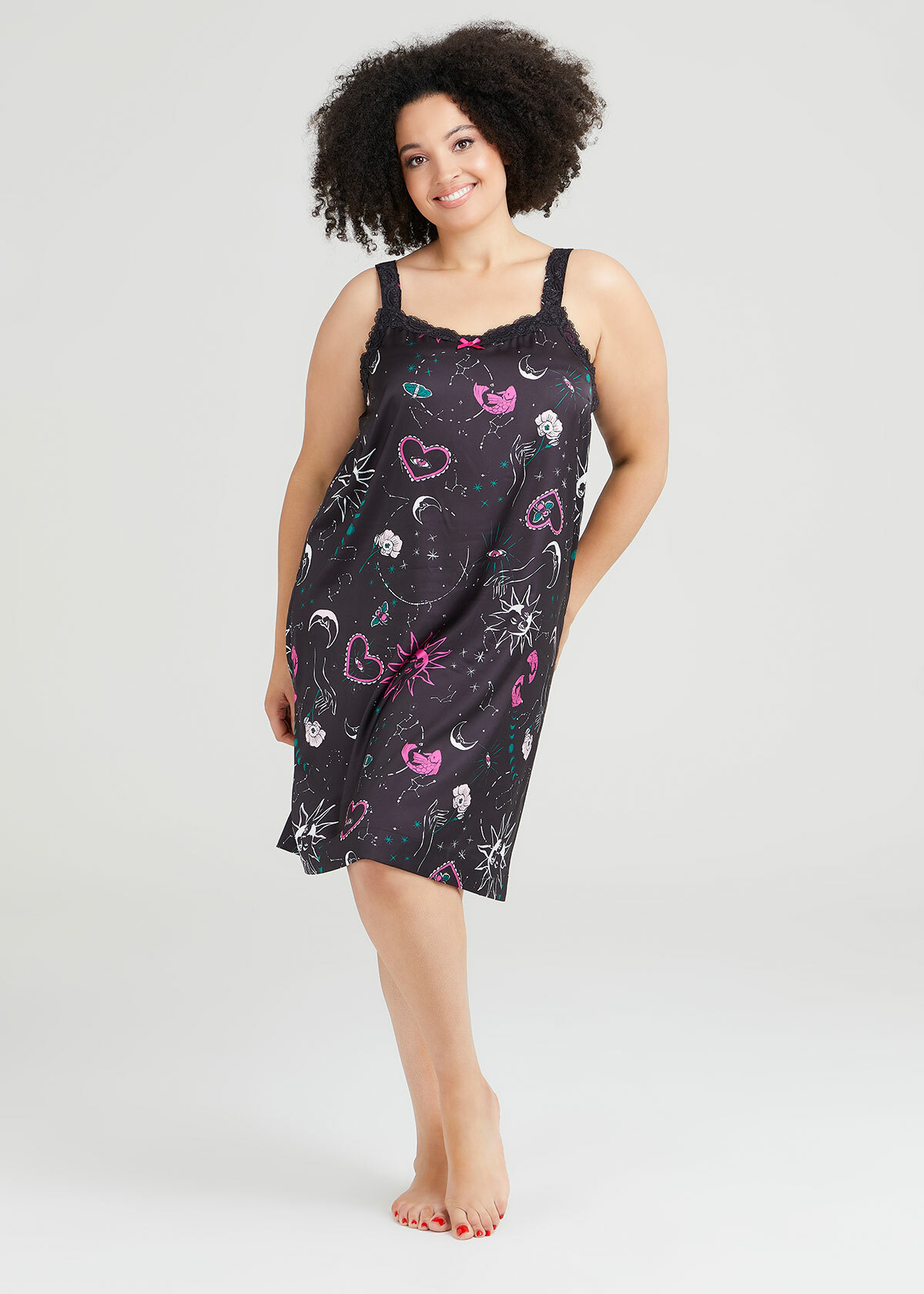 Shop Plus Size Satin Zodiac Lace Nightie, Multi | Taking Shape AU