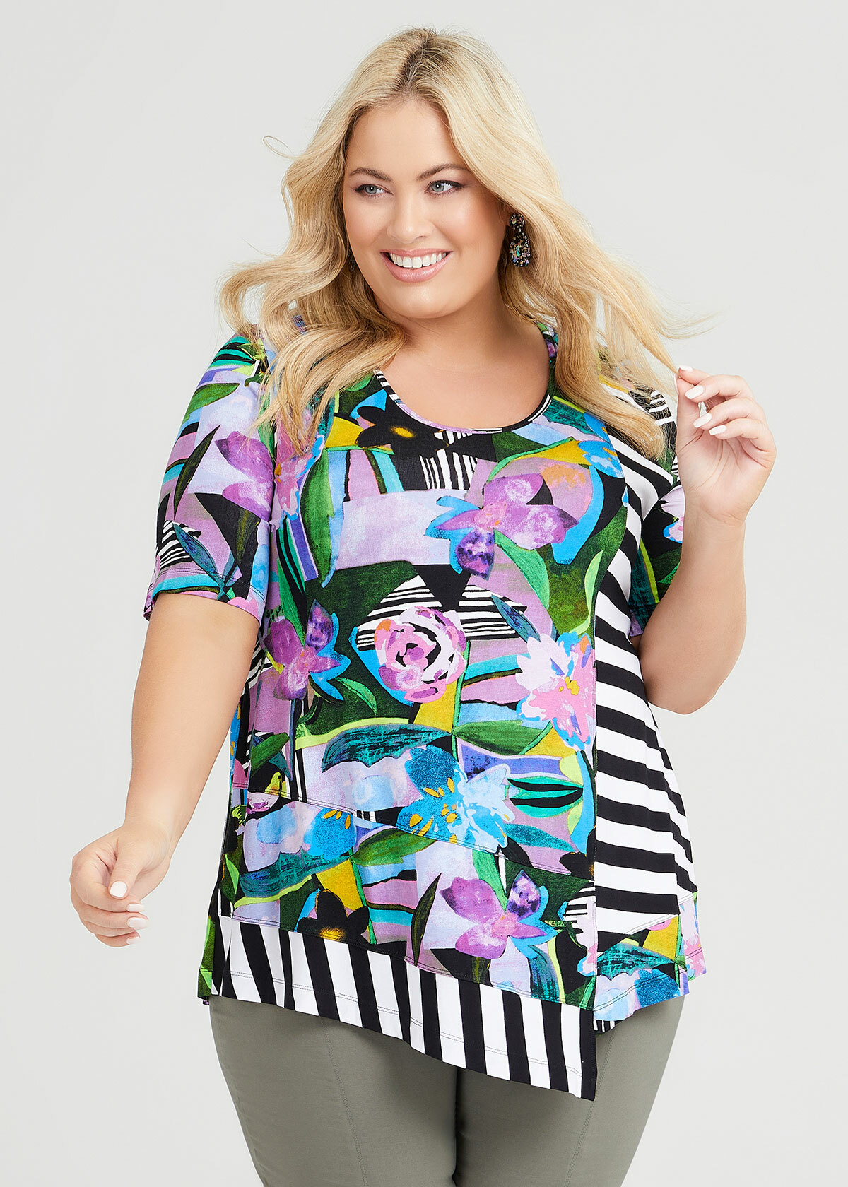 Shop Plus Size Natural Palm Springs Top, Multi | Taking Shape AU