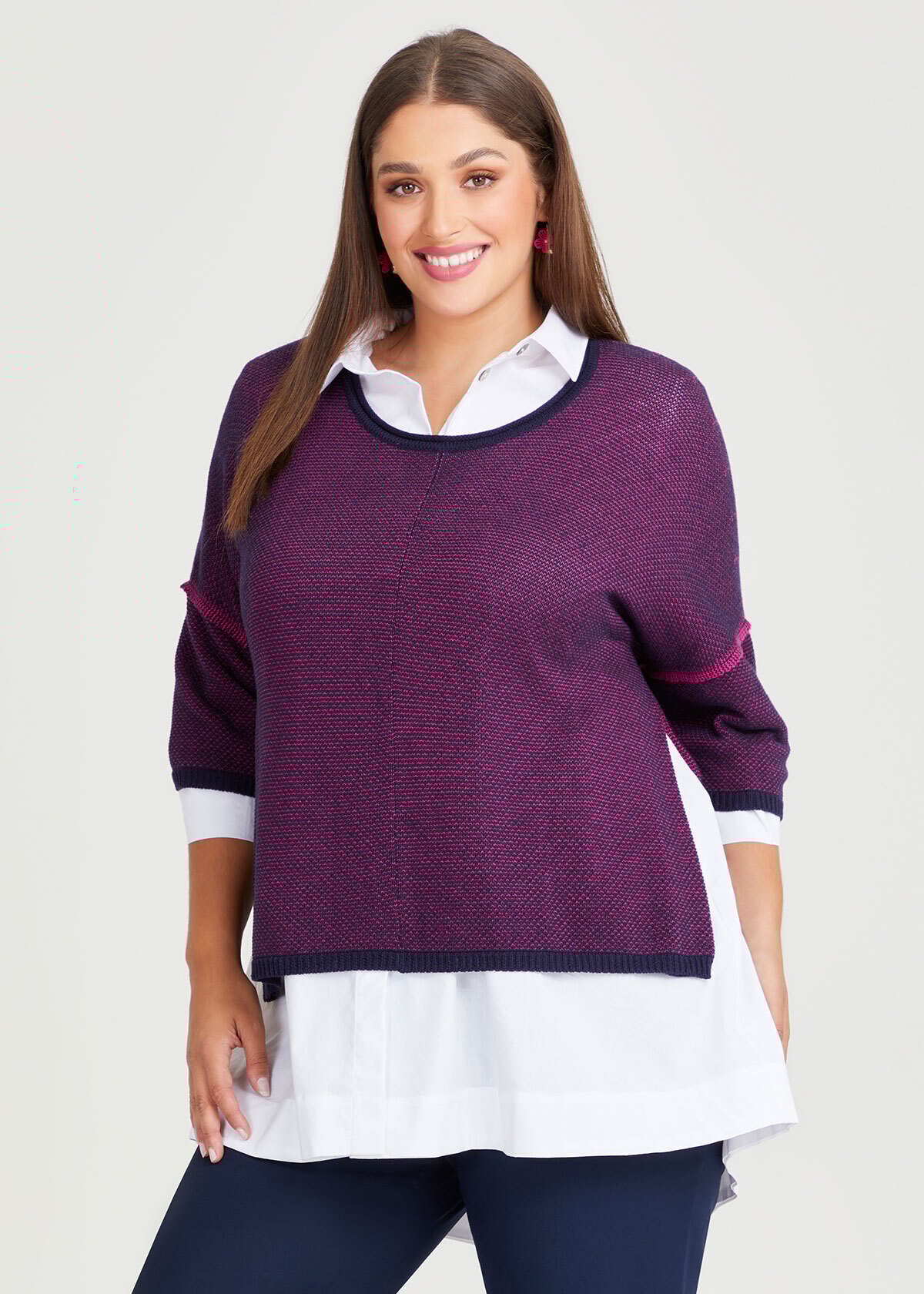 Shop Plus Size Twist Yarn Cotton Jumper, Blue | Taking Shape AU