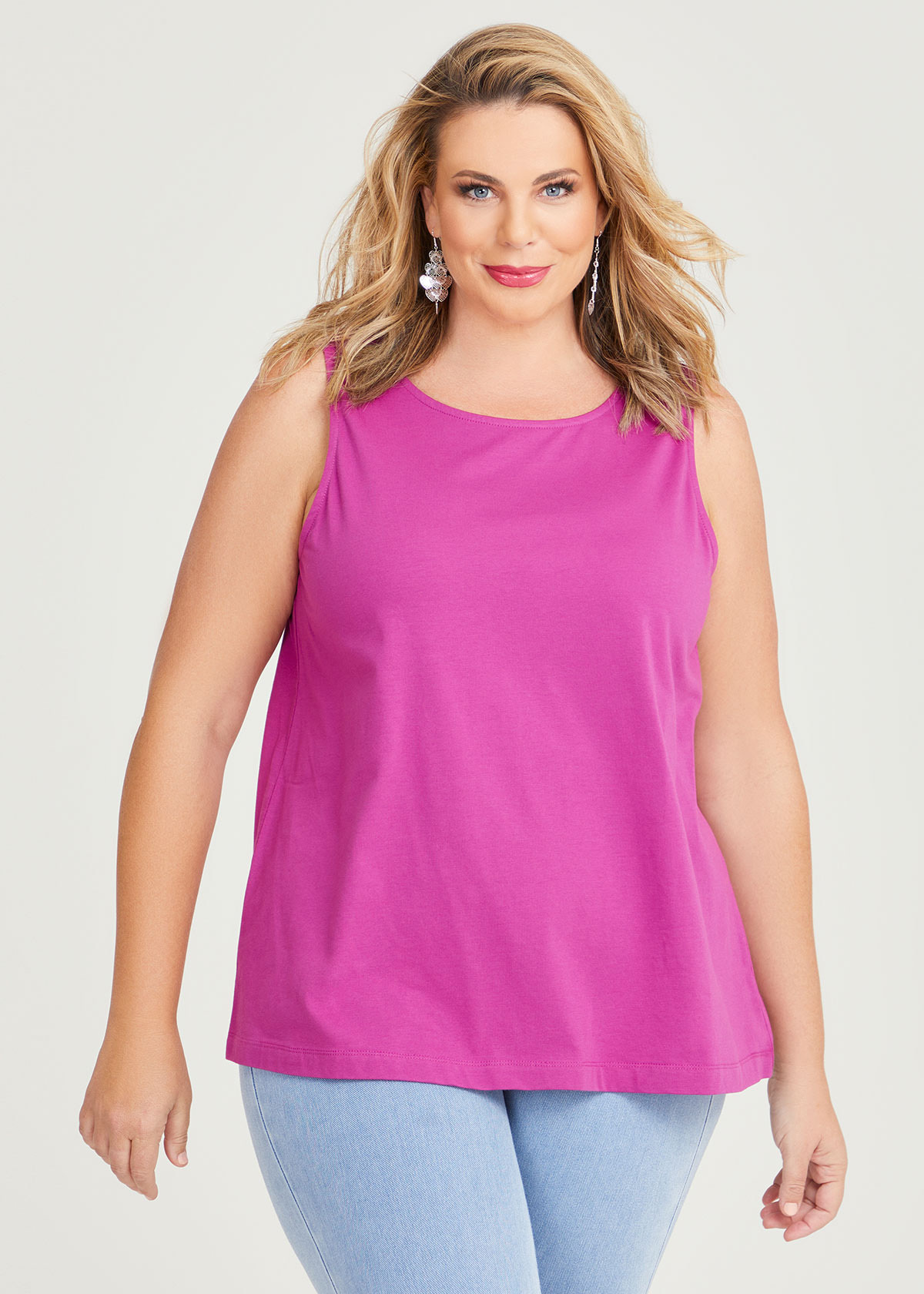 Shop Plus Size Cotton Crew Neck Tank, Red | Taking Shape AU
