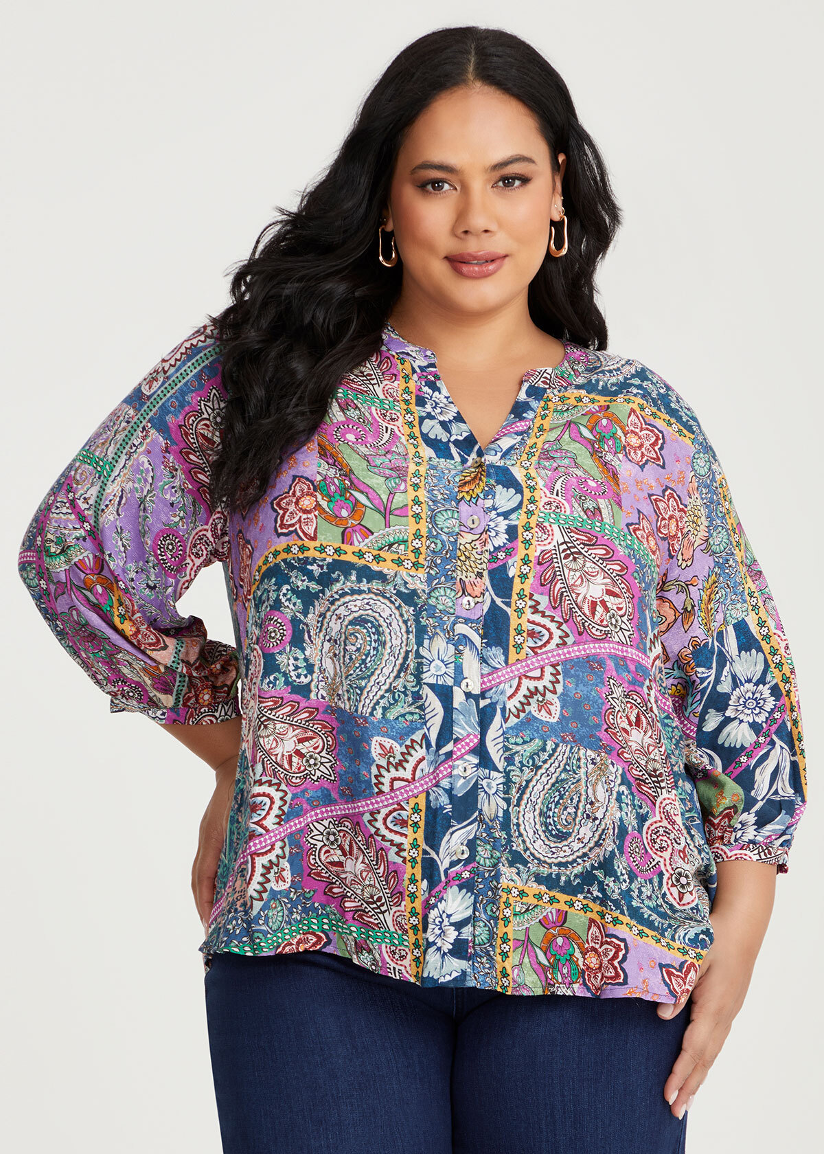 Shop Plus Size Kathryn Paisley Jacobean Top, Multi | Taking Shape AU