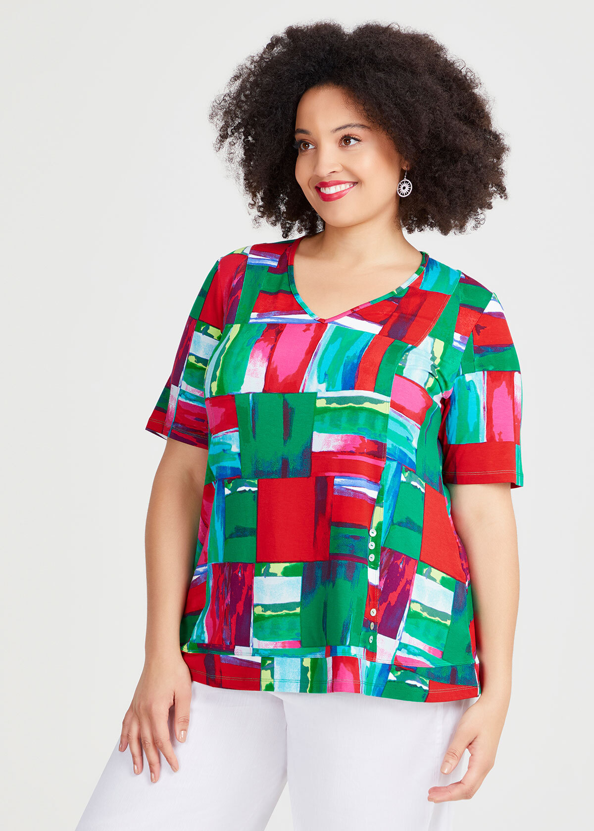 Shop Plus Size Natural Abstract Top, Multi | Taking Shape AU