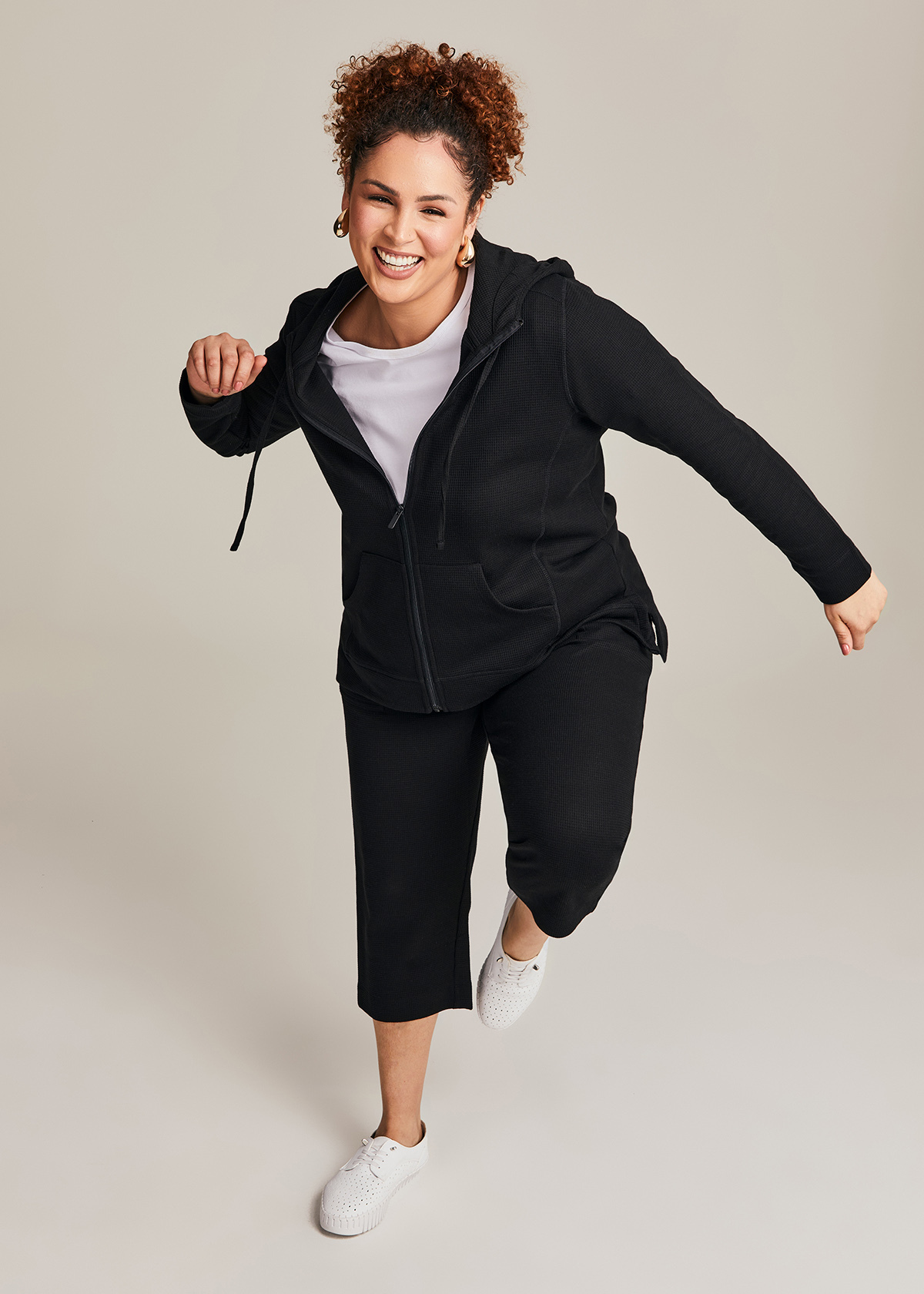 Shop Plus Size Waffle Pull On Crop Pant in Black | Sizes 12-30 | Taking ...