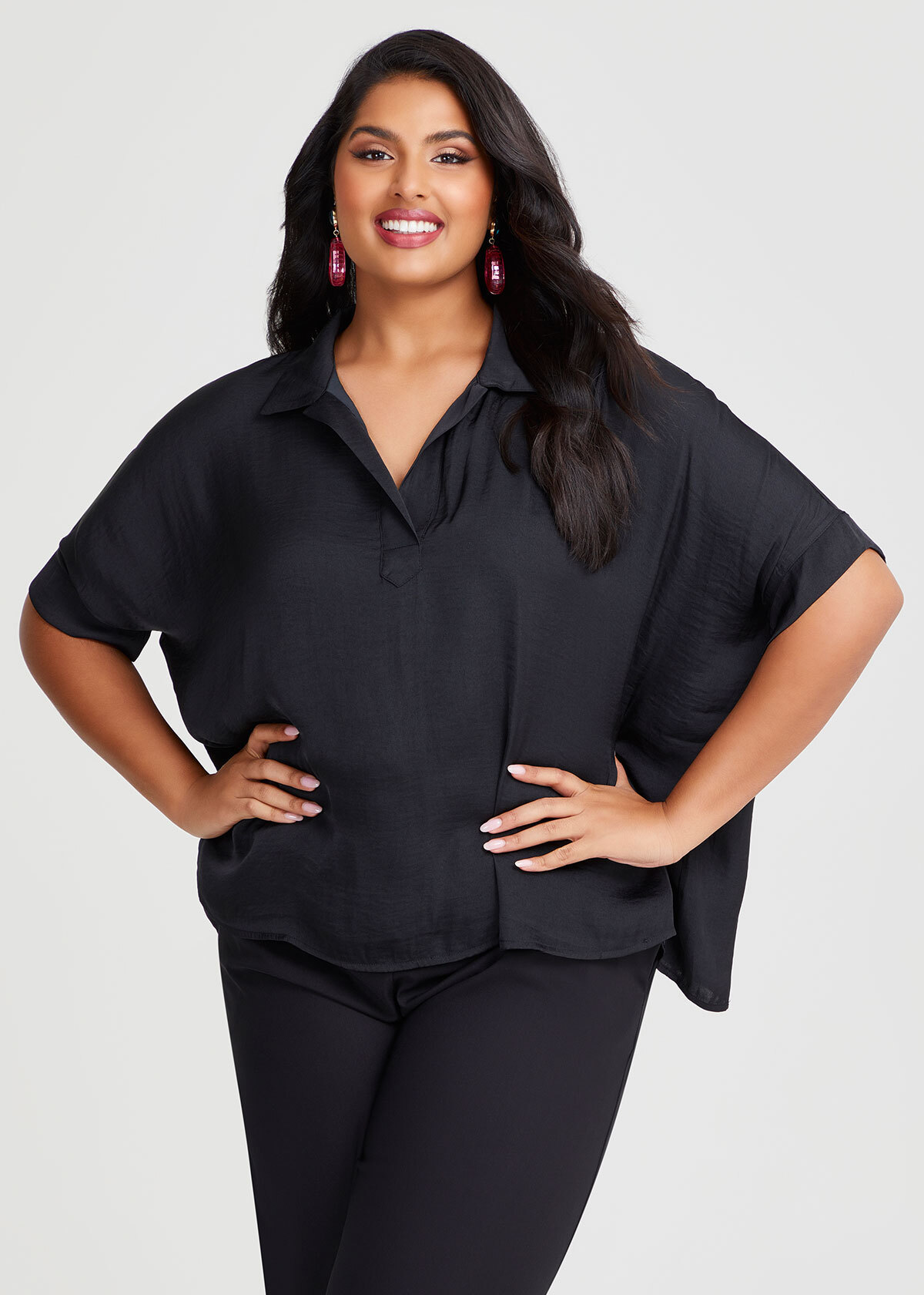 Shop Plus Size Luxe Alaro Top, Black | Taking Shape NZ