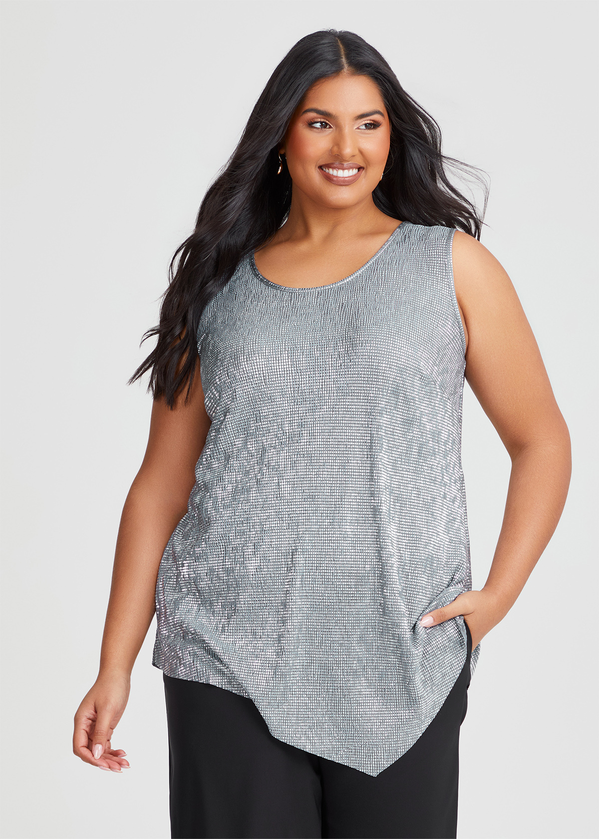 Plus Size Women's Time To Shine Tank in Silver | Taking Shape AU