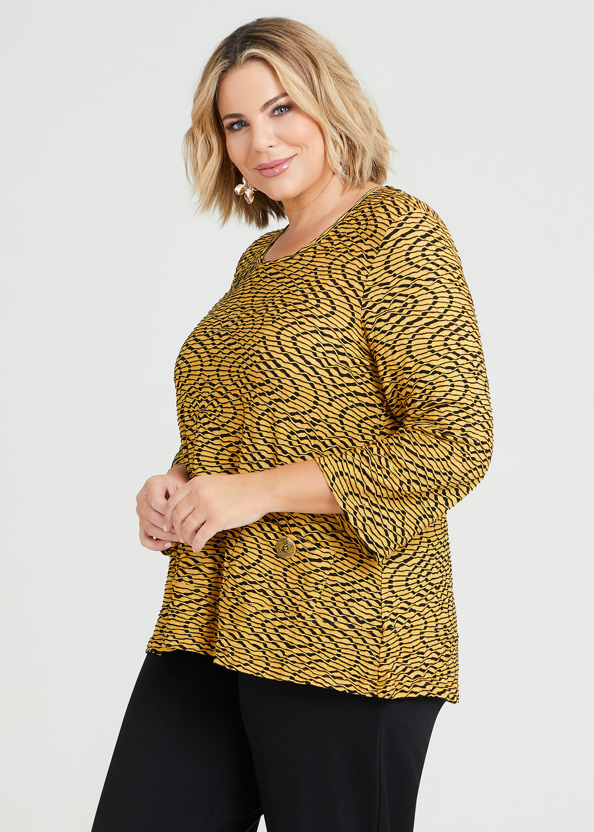 Shop Plus Size Isa Bamboo Jacquard Top, Yellow | Taking Shape AU