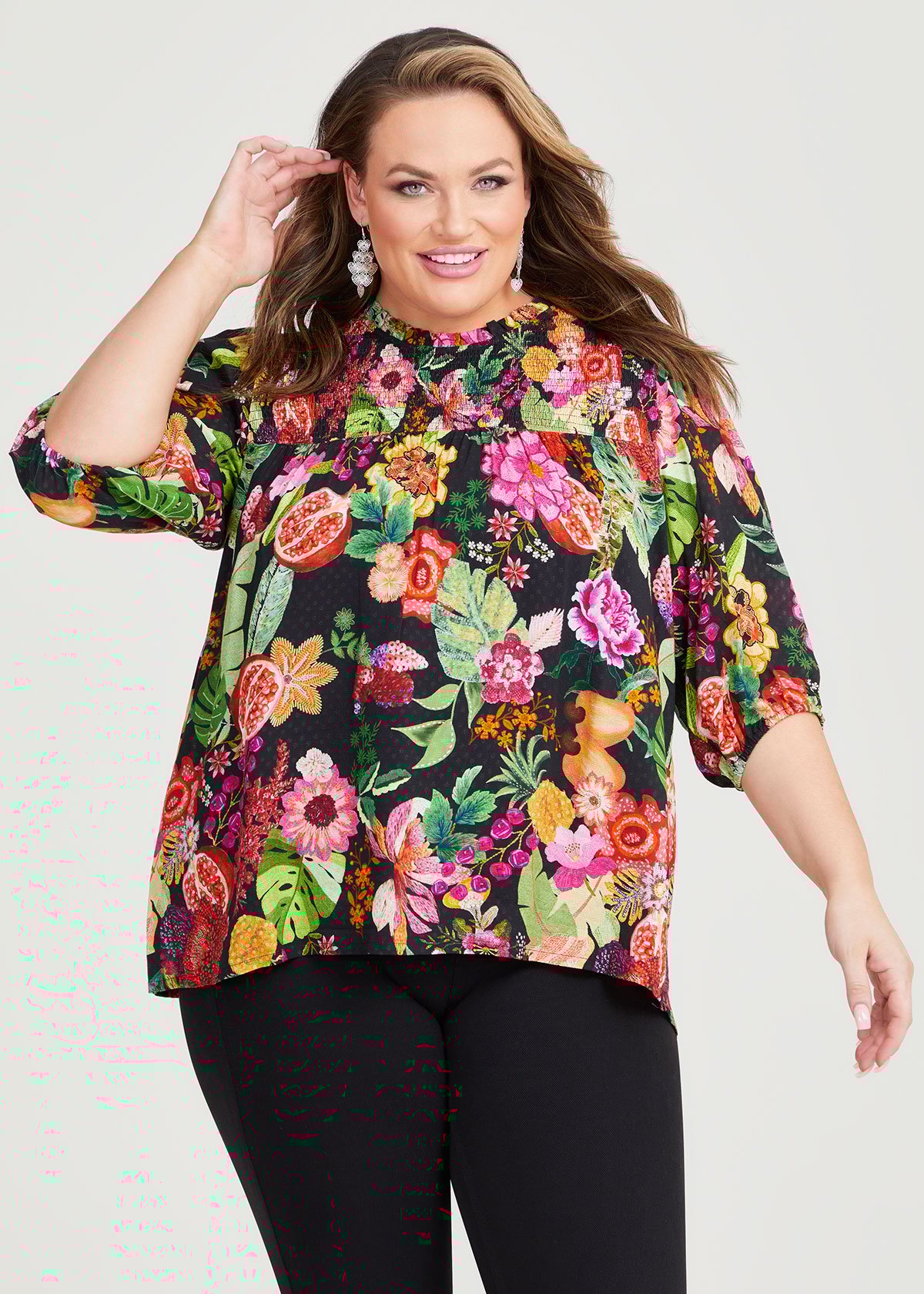 Shop Plus Size Natural Dark Nature Top, Multi | Taking Shape AU