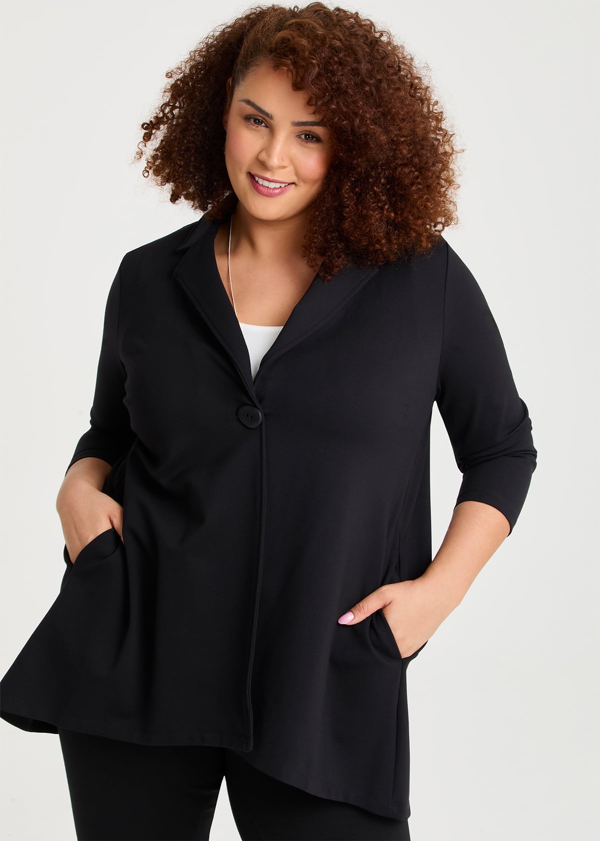 Shop Plus Size Bamboo Ponte Mia Jacket, Black | Taking Shape AU
