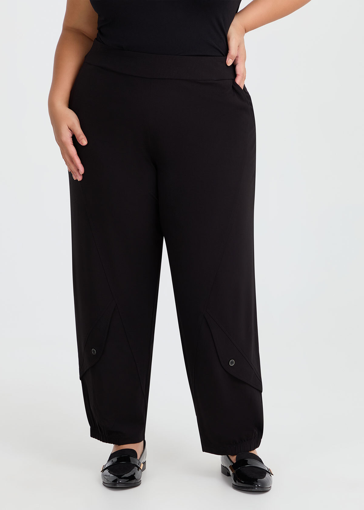 Shop Plus Size Lantern Pocket Natural Pant, Black | Taking Shape CA