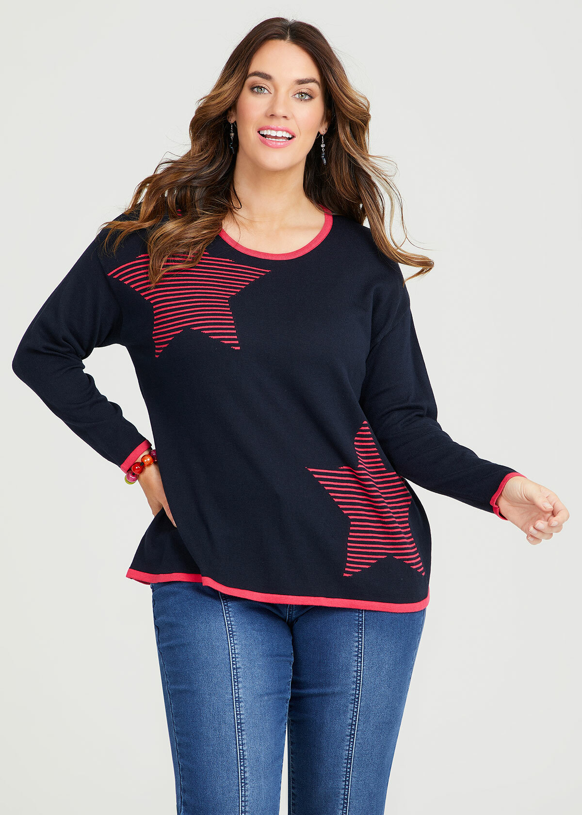 Shop Plus Size Stripe Stars Jumper, Blue | Taking Shape AU