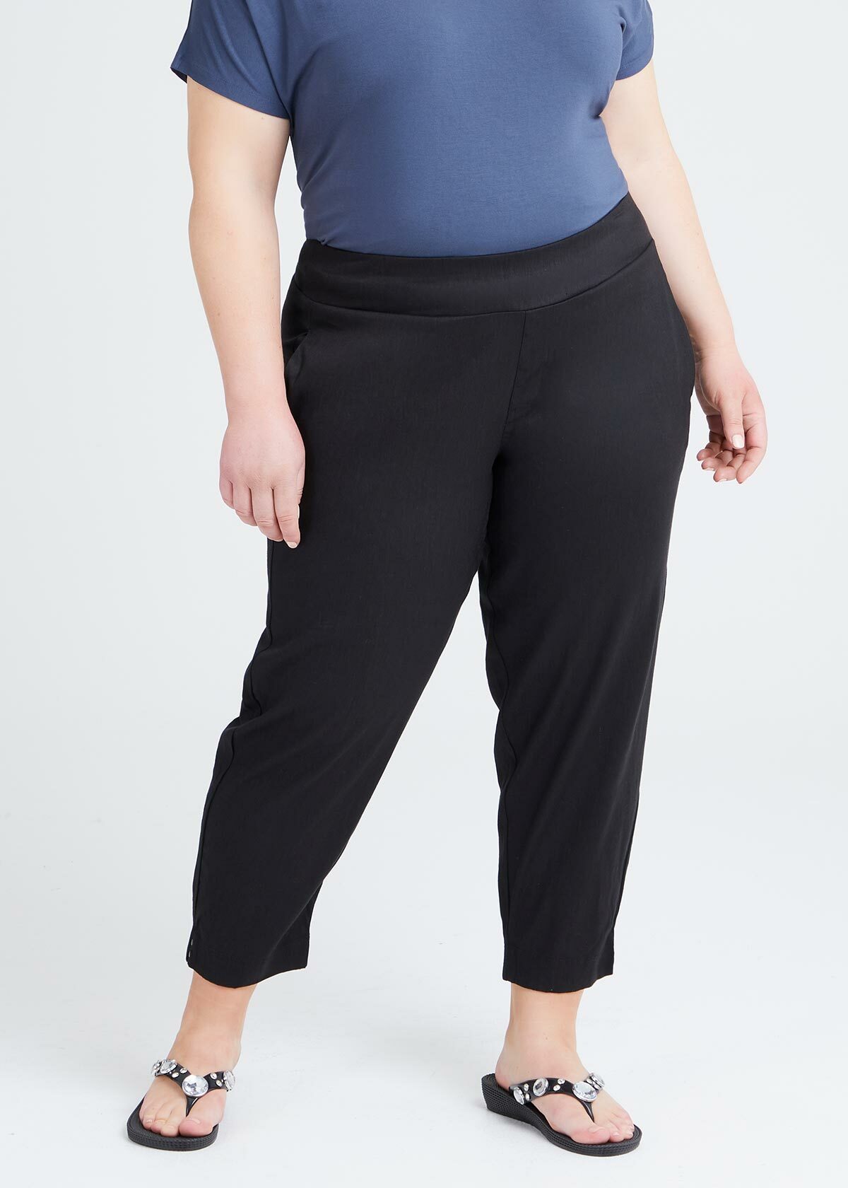 Shop Plus Size Petite Linen Elemental Pant, Black | Taking Shape NZ