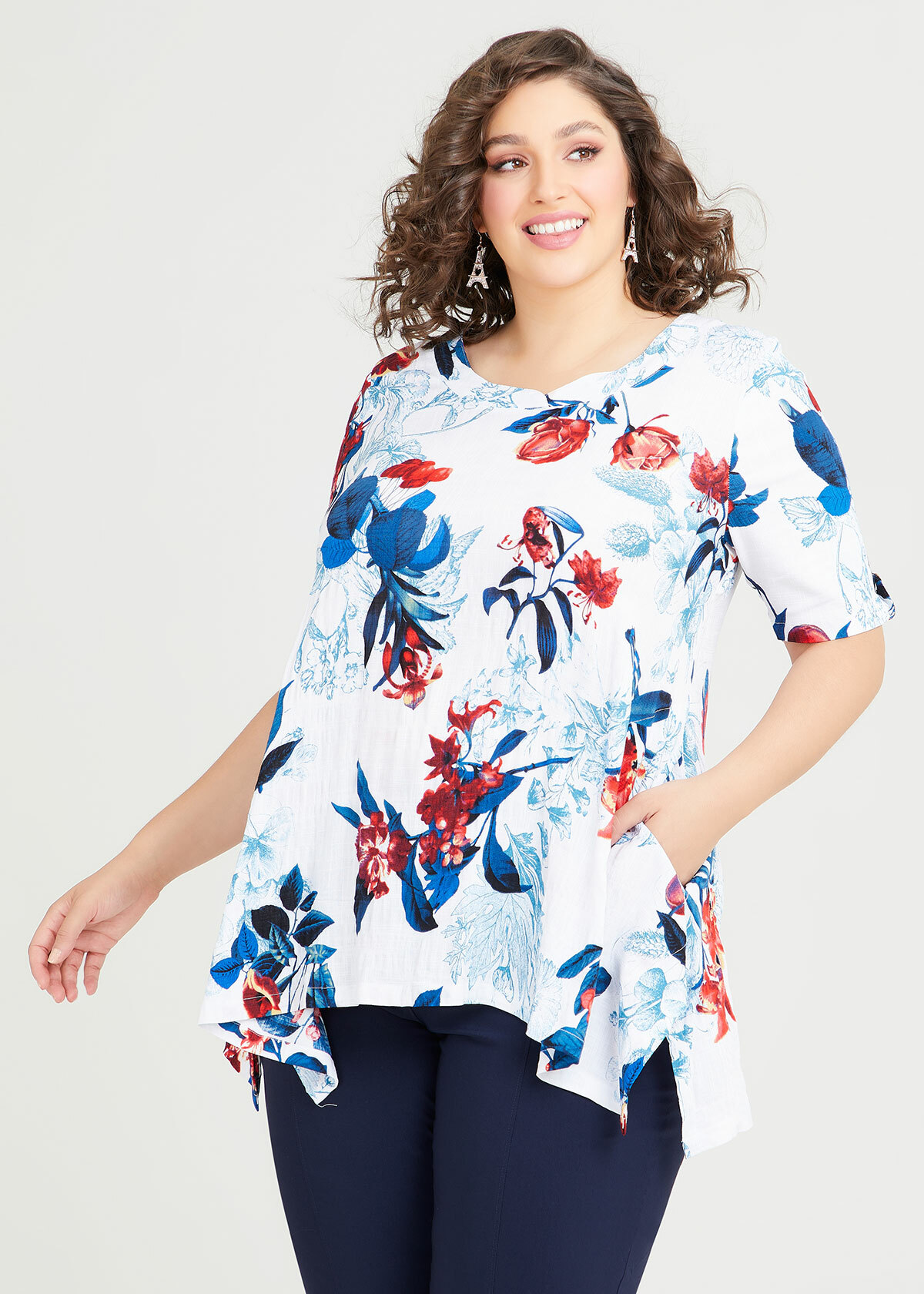 Shop Plus Size Button Back Natural Tunic in Blue | Taking Shape AU