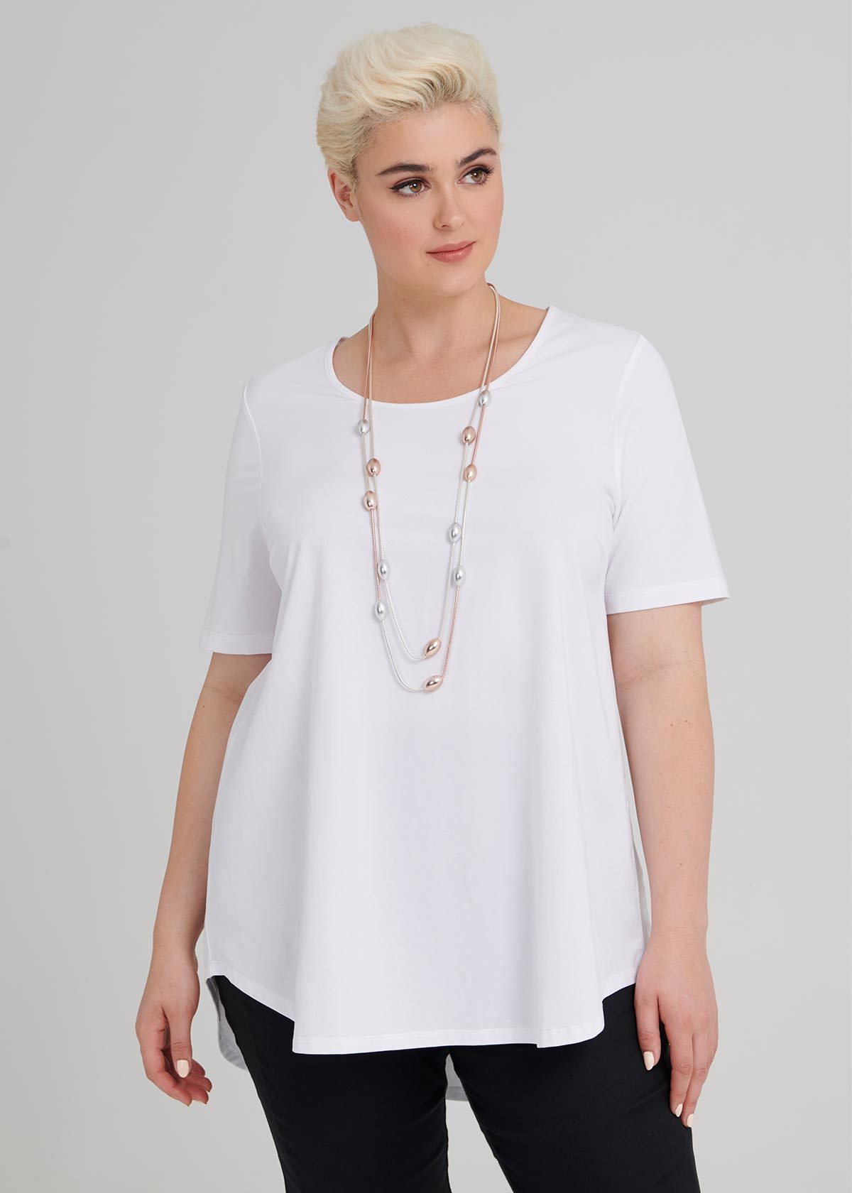 Shop Plus Size Cotton Base Short Sleeve Top in White | Taking Shape AU