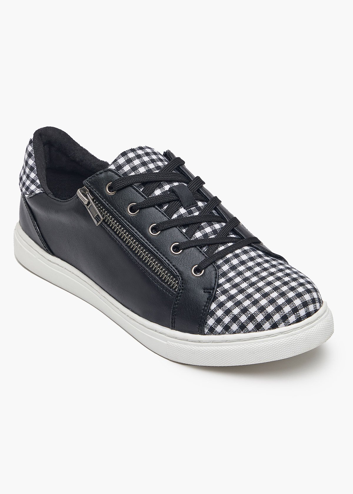 Shop Black Gingham Side Zip Sneaker | Comfortable Shoes | Taking Shape AU