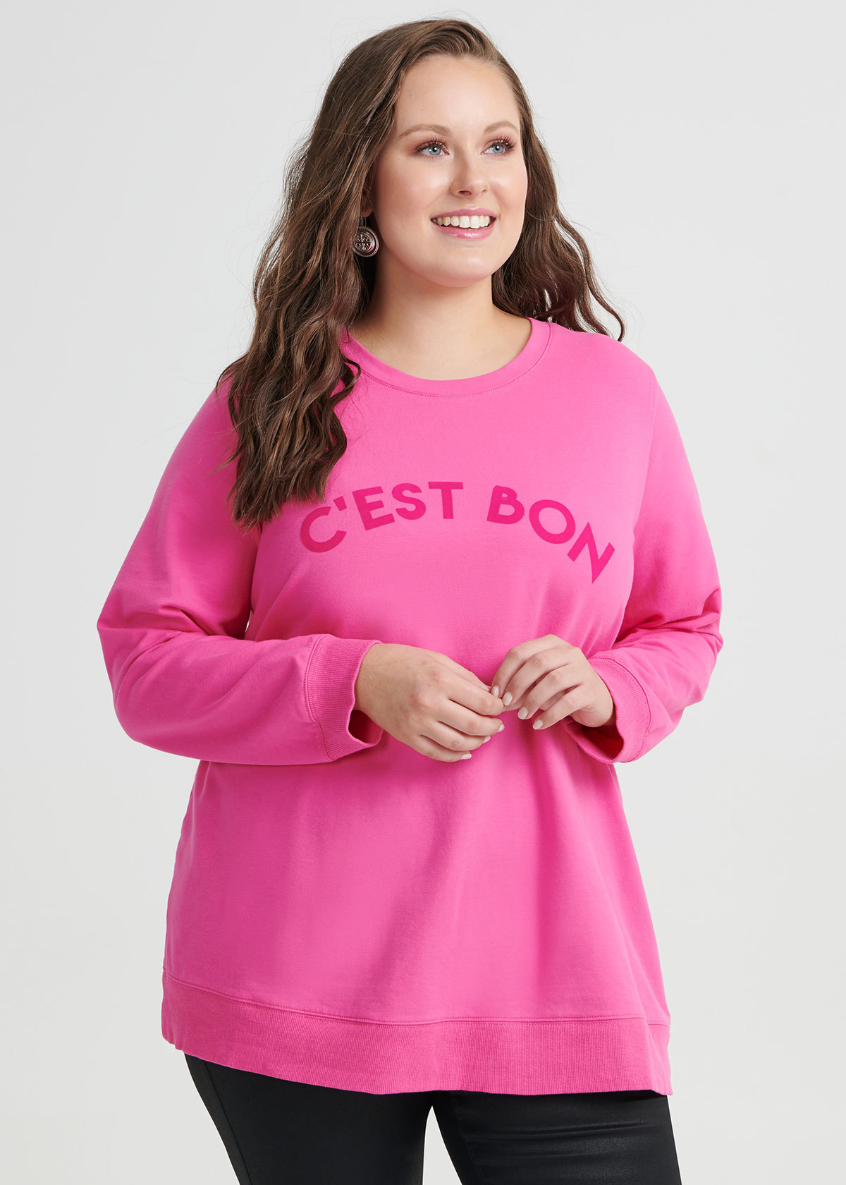 Shop Plus Size Cest Bon Organic Sweat Top in Pink | Taking Shape AU