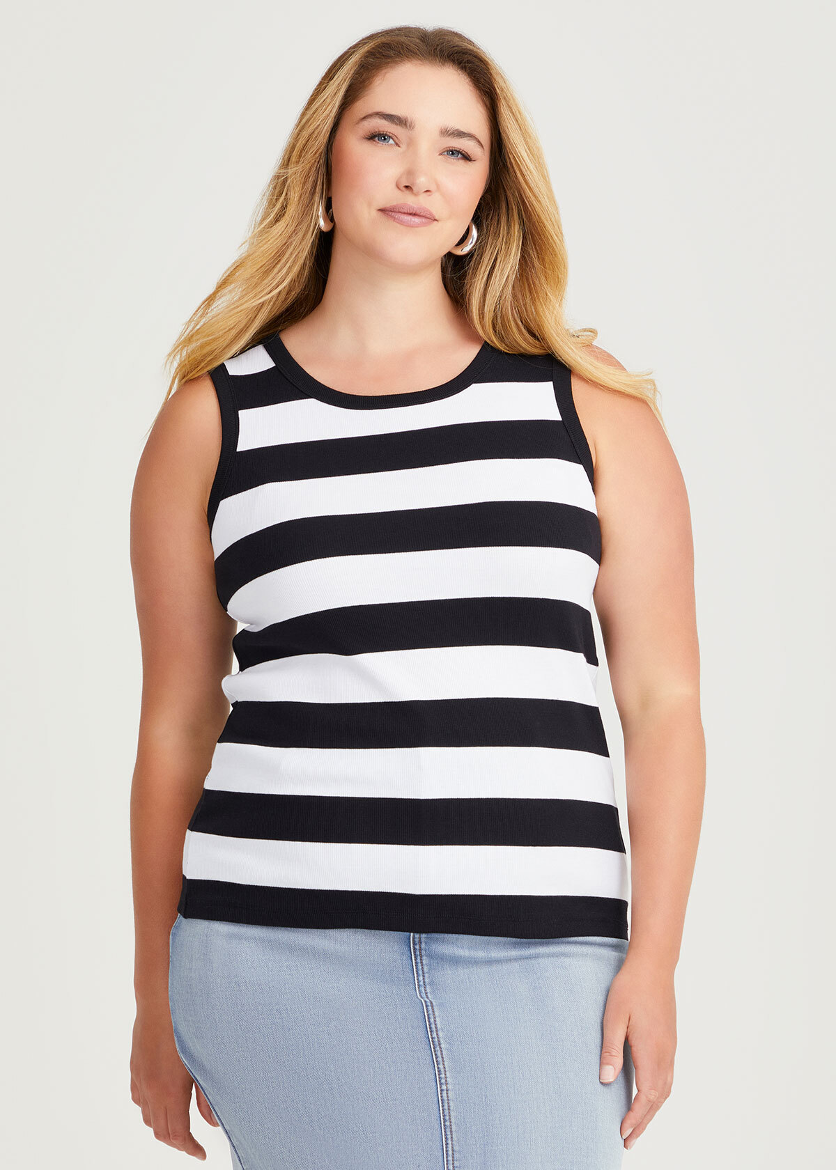 Shop Plus Size Cotton Modal Rib Stripe Tank, Stripes | Taking Shape CA