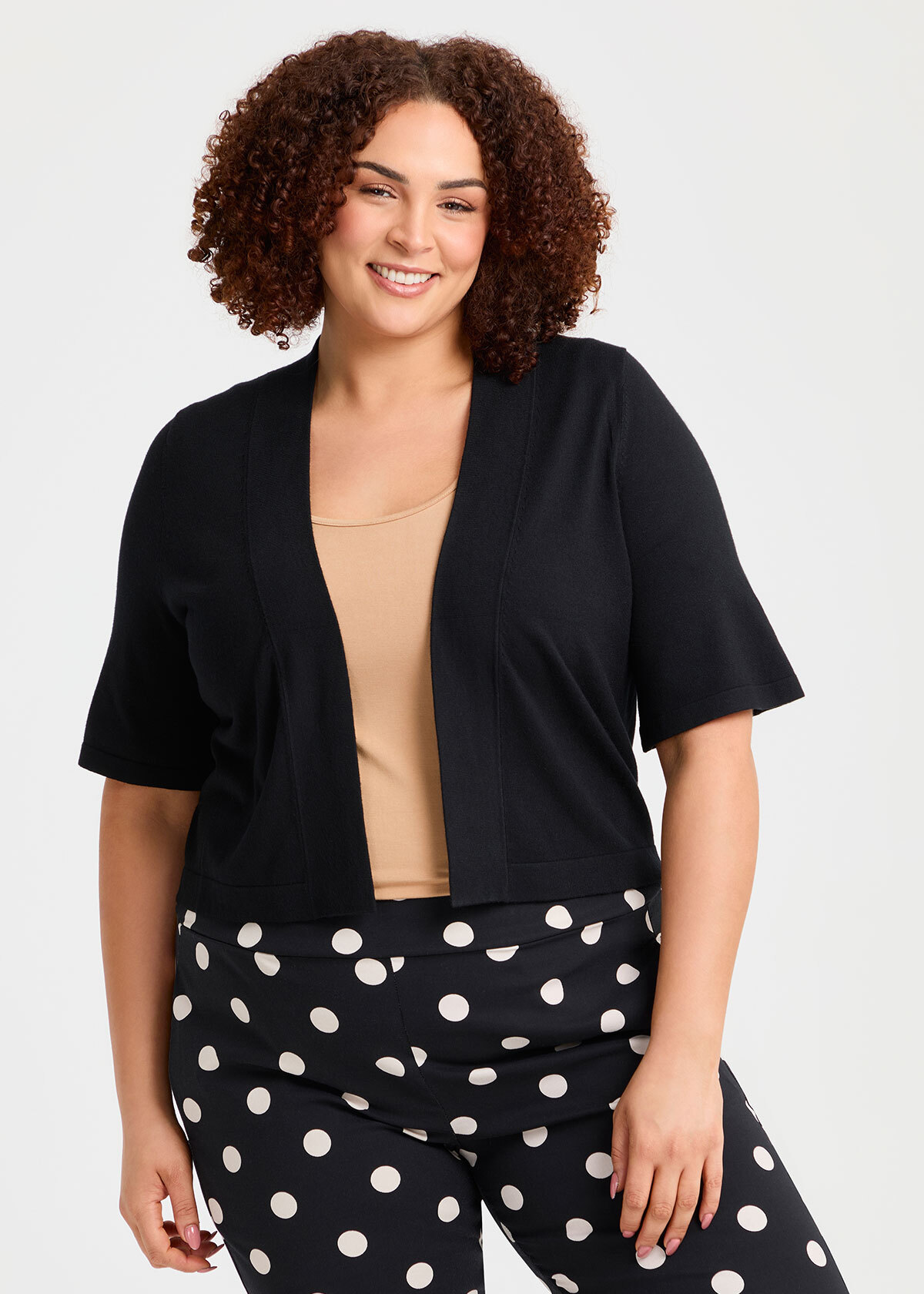 Shop Plus Size Jessie Crop Natural Cardigan, Black | Taking Shape UK