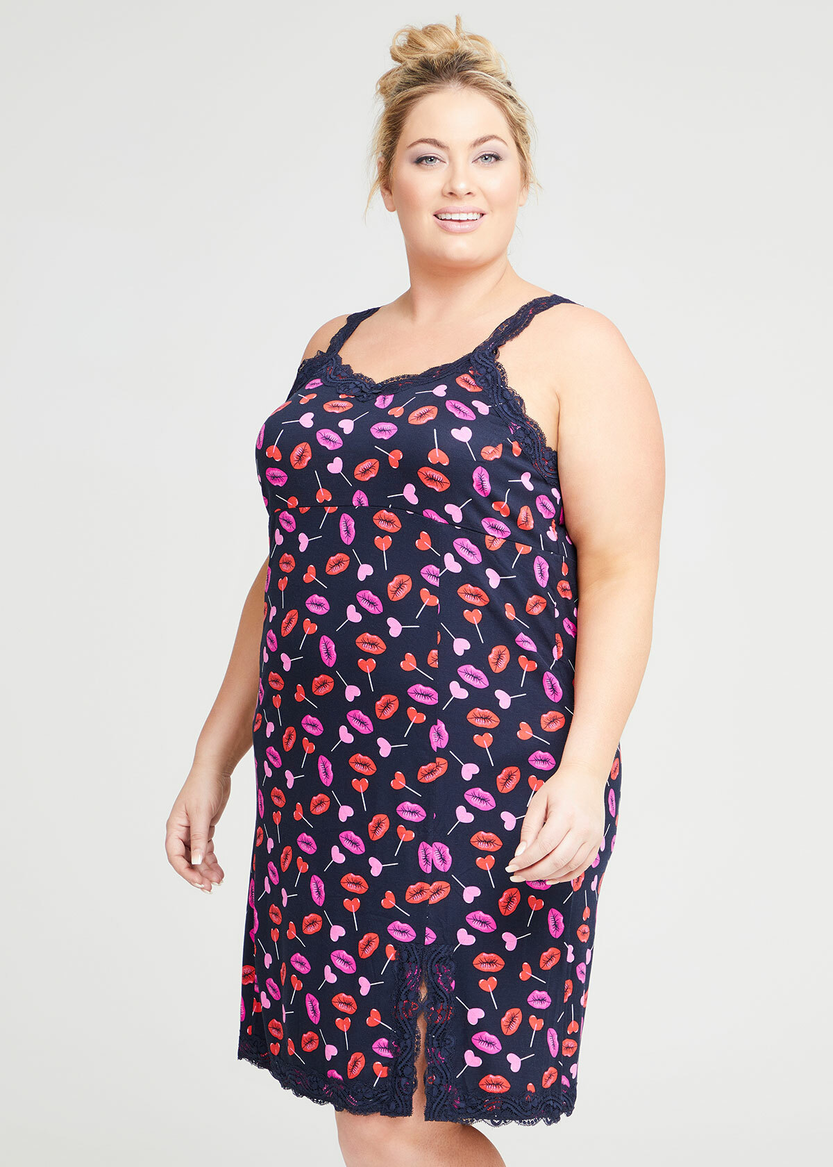 Shop Plus Size Bamboo Lollipops Lace Nightie, Multi | Taking Shape AU