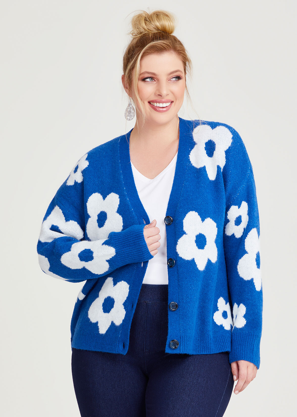 Plus Size Daisy Flower Knit Cardigan | Sizes 12-30 | Taking Shape