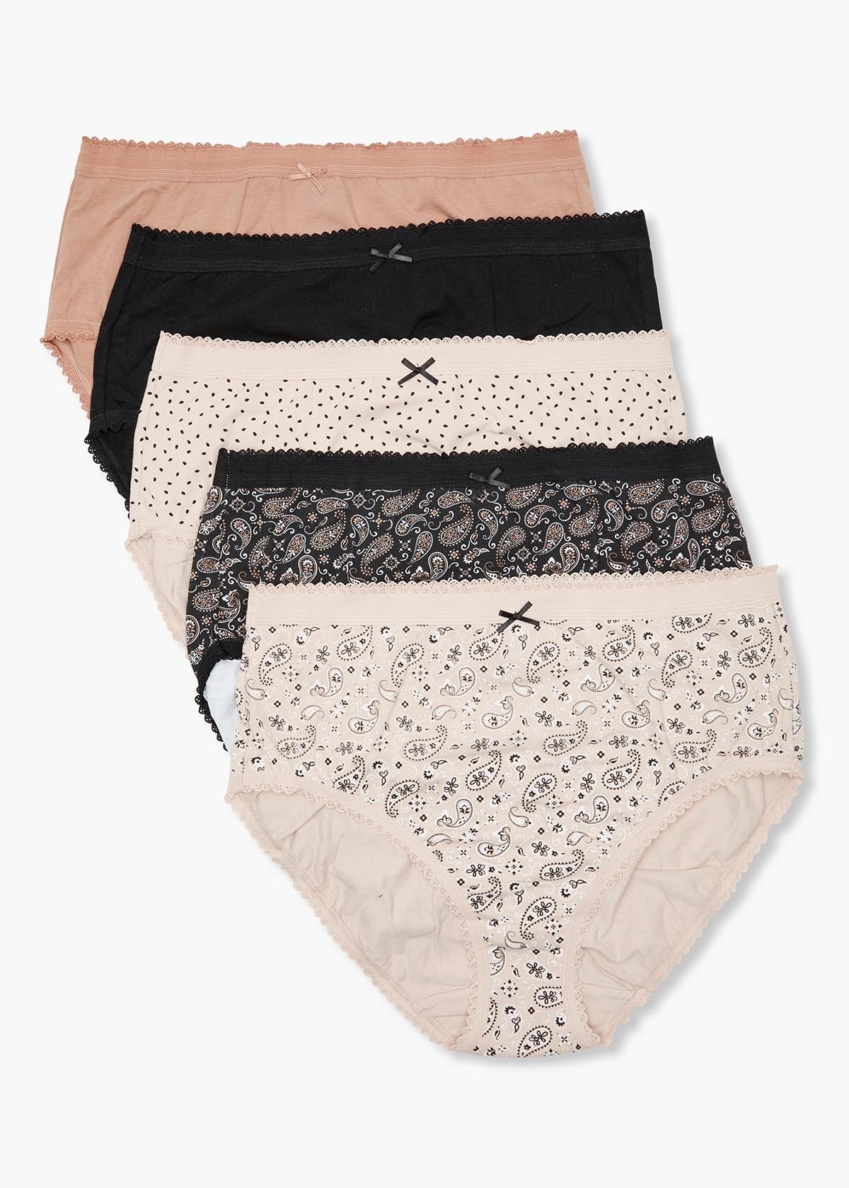 Shop Plus Size 5 Pack Cotton Paisley Briefs, Multi | Taking Shape AU