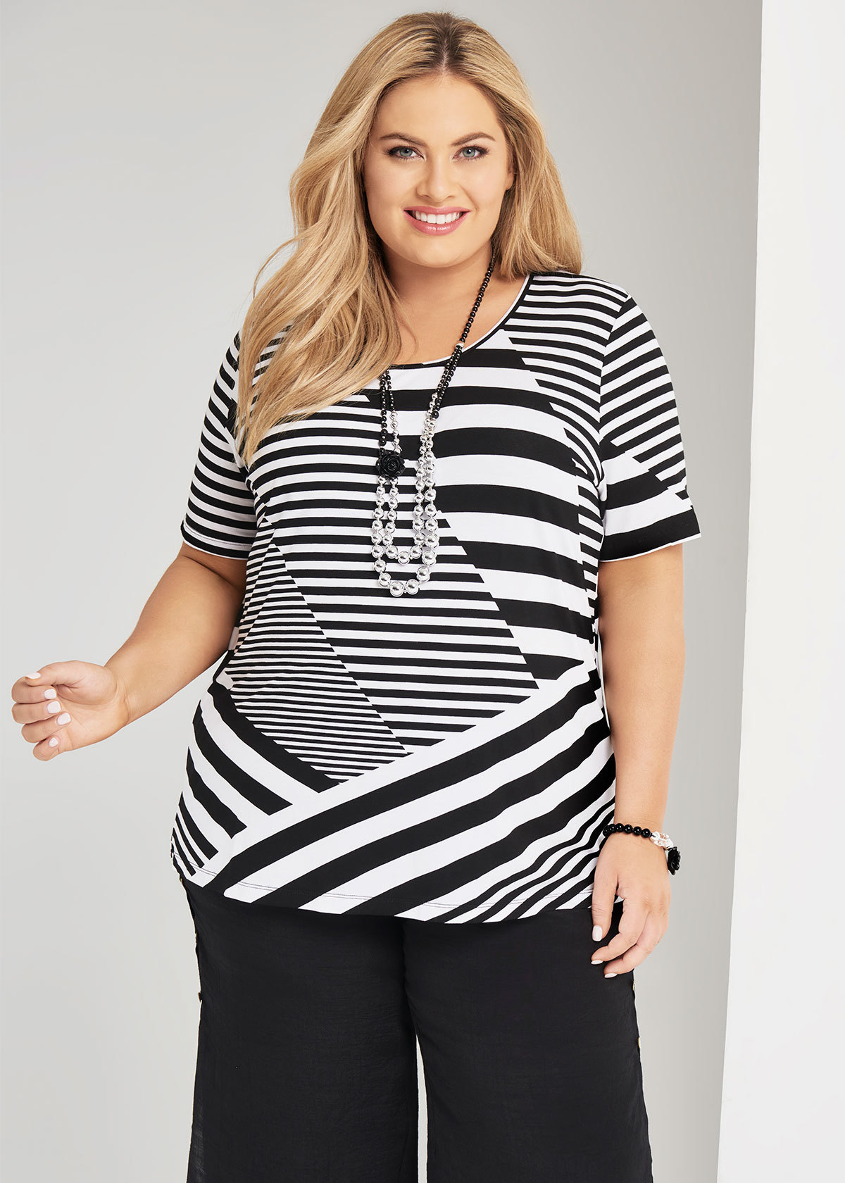 Shop Plus Size Stripe Splice Top in Stripes | Taking Shape AU