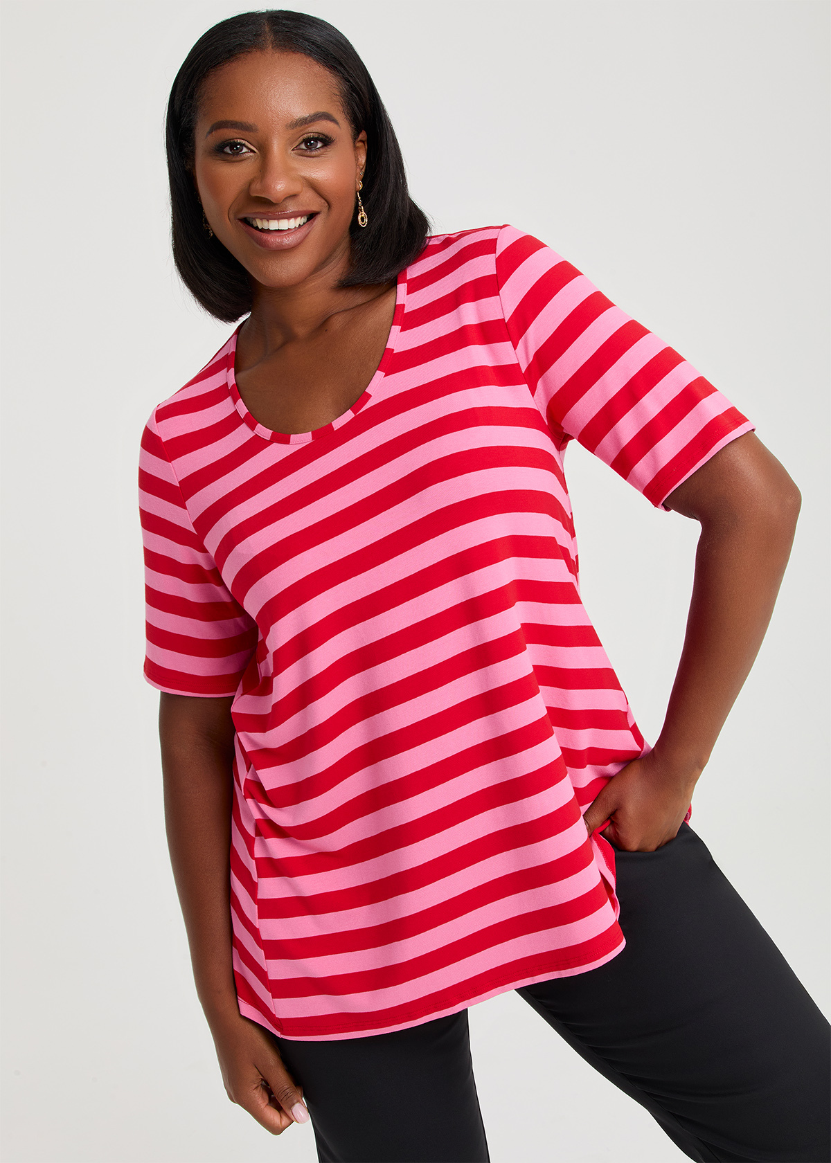 Shop Plus Size Natural Stripe Essential T-Shirt, Stripes | Taking Shape AU
