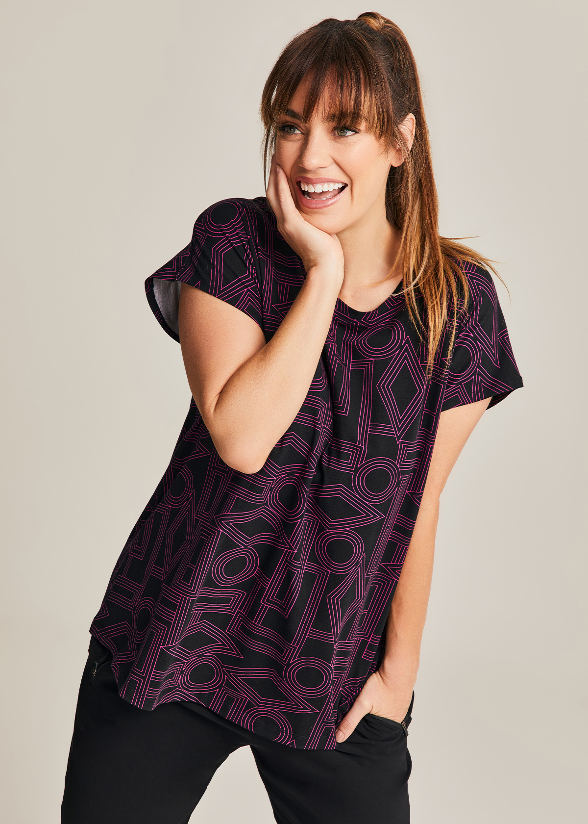 Shop Plus Size Cotton Active Linear T-shirt, Print | Taking Shape AU