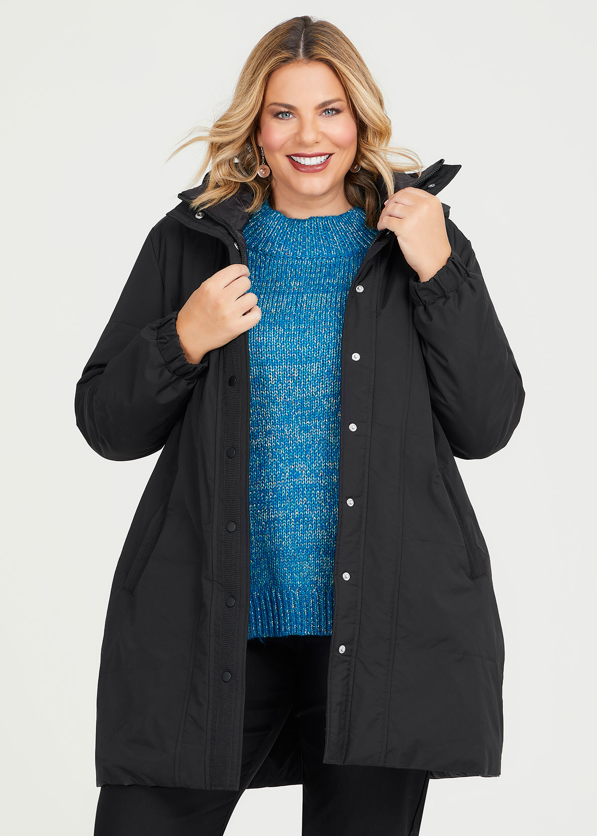 Shop Plus Size Reversible Lucia Puffer Jacket, Black | Taking Shape AU