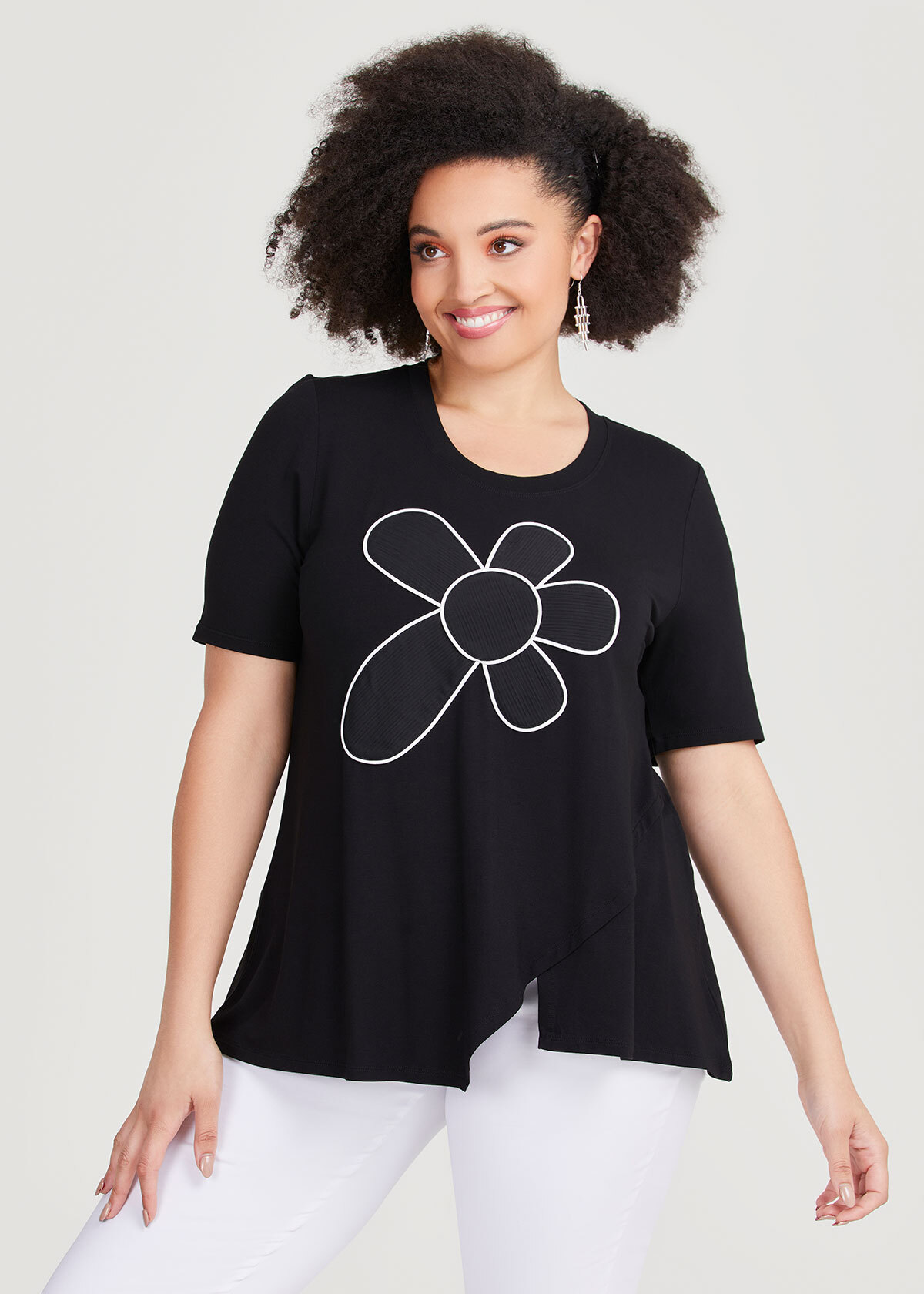 Shop Plus Size Natural Flora Top, Black | Taking Shape AU