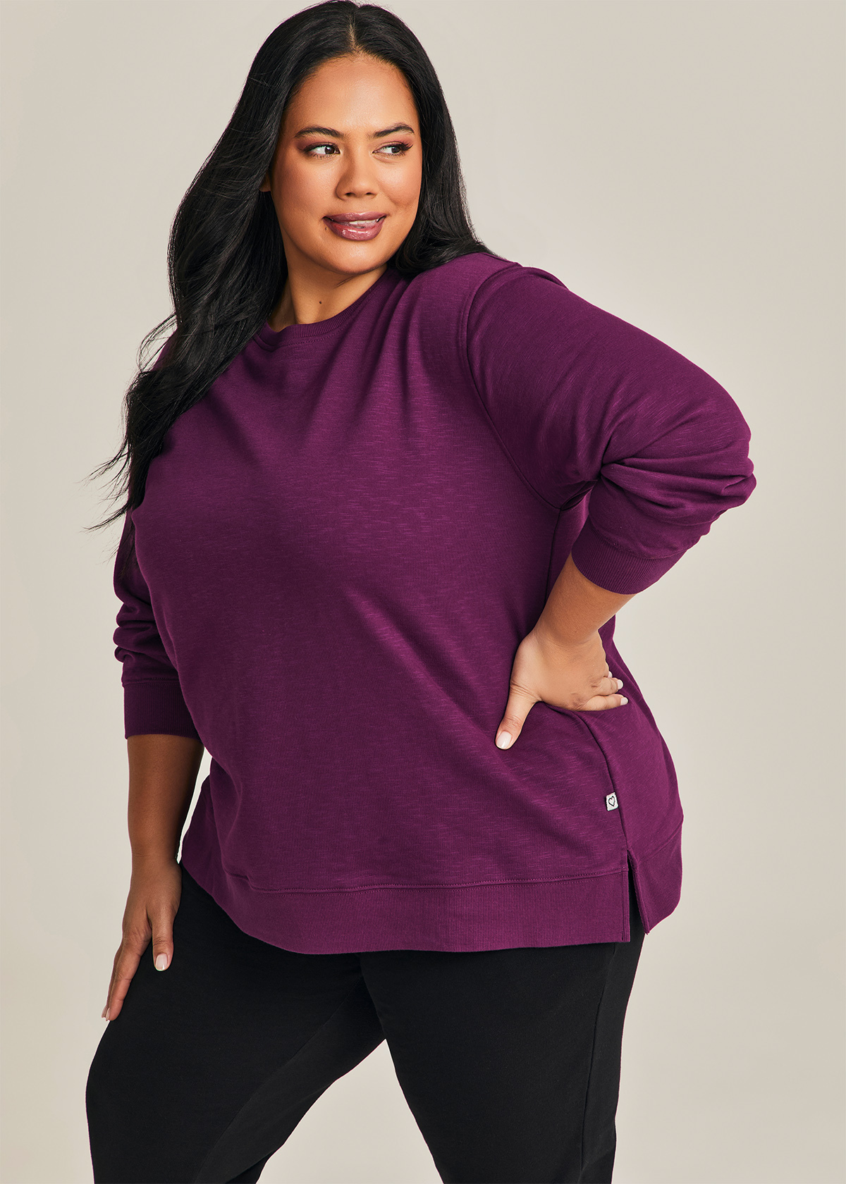 Plus Size Women's Boyfriend Tunic Sweat in Brown | Taking Shape NZ
