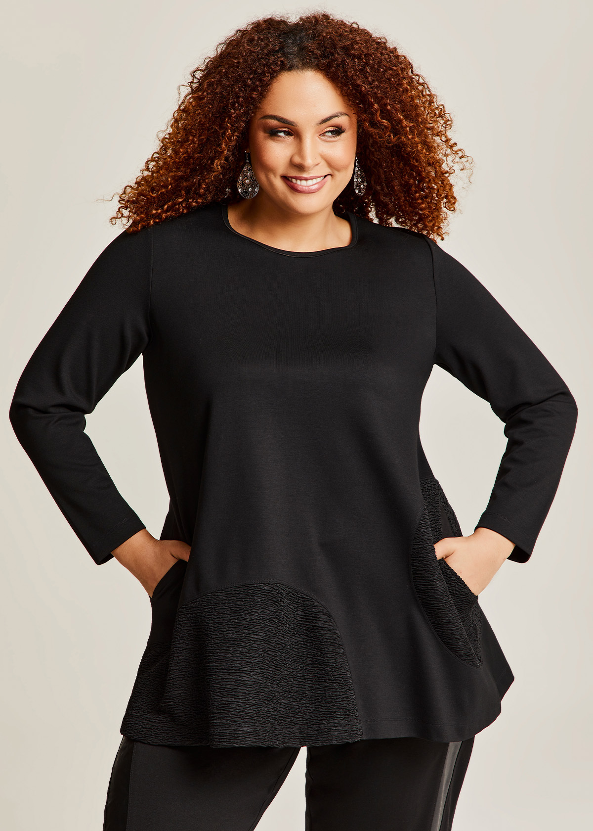 Shop Plus Size A-line Bamboo Ponte Tunic, Black | Taking Shape AU