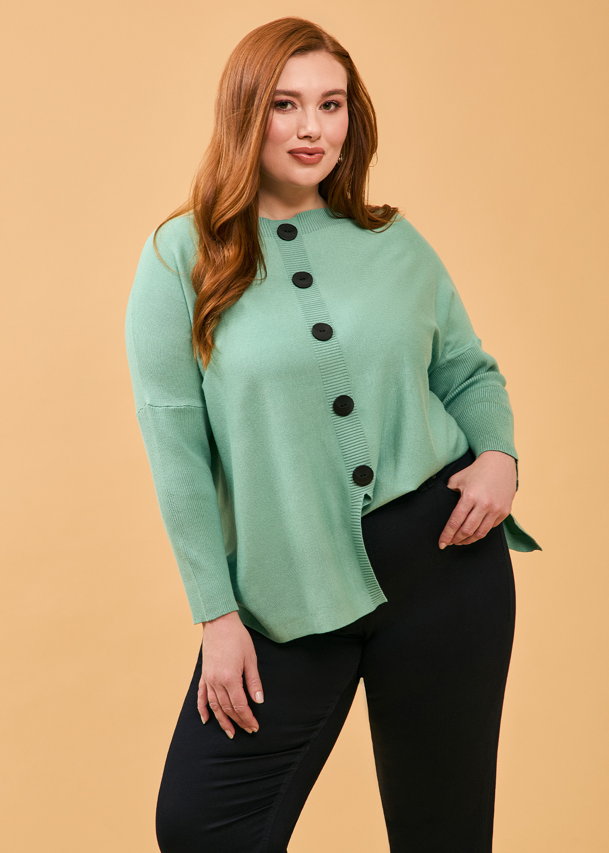 Shop Plus Size Batwing Natural Jumper, Green | Taking Shape AU