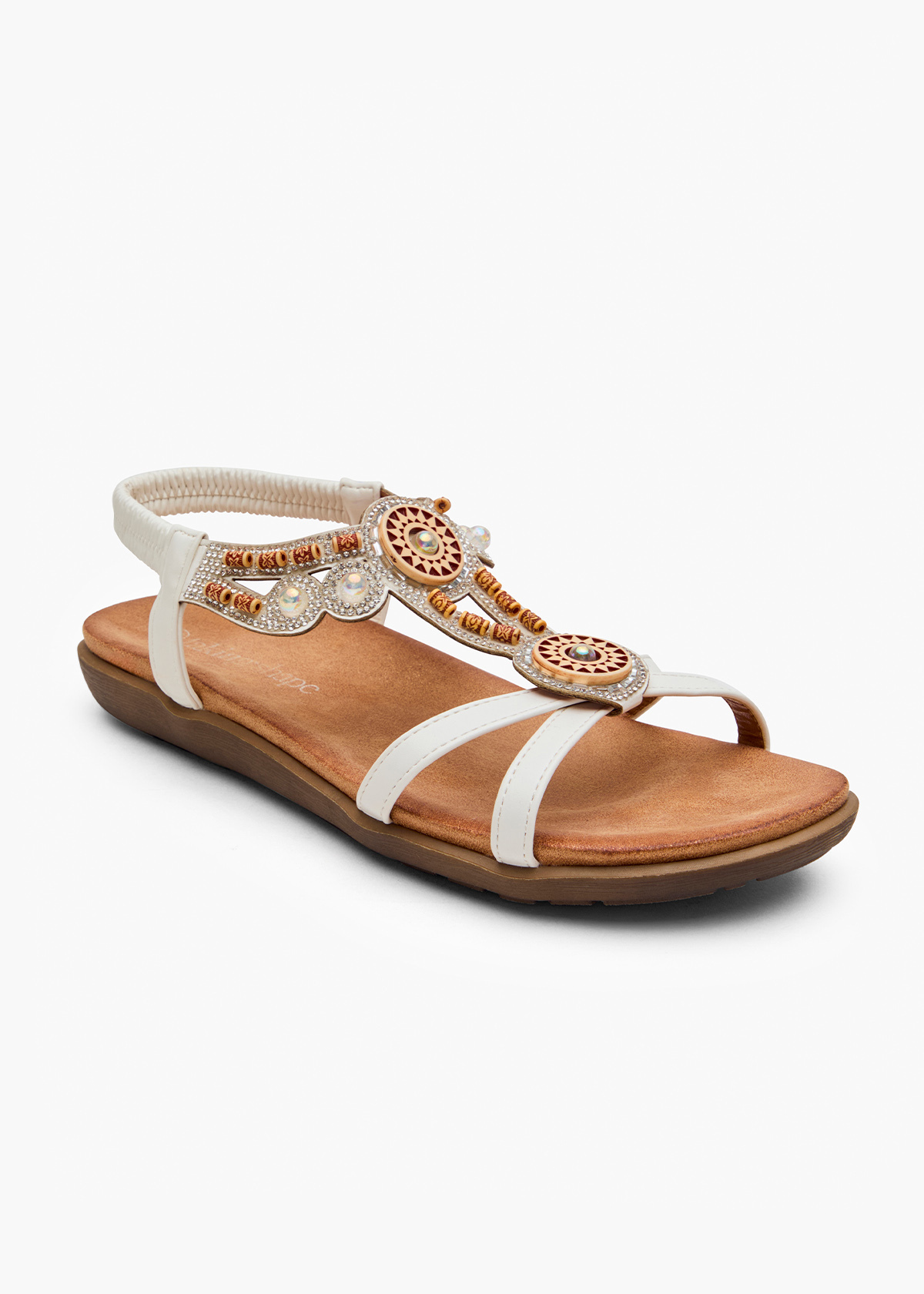 Shop White Beaded Bling Flex Sandal | Comfortable Shoes | Taking Shape AU