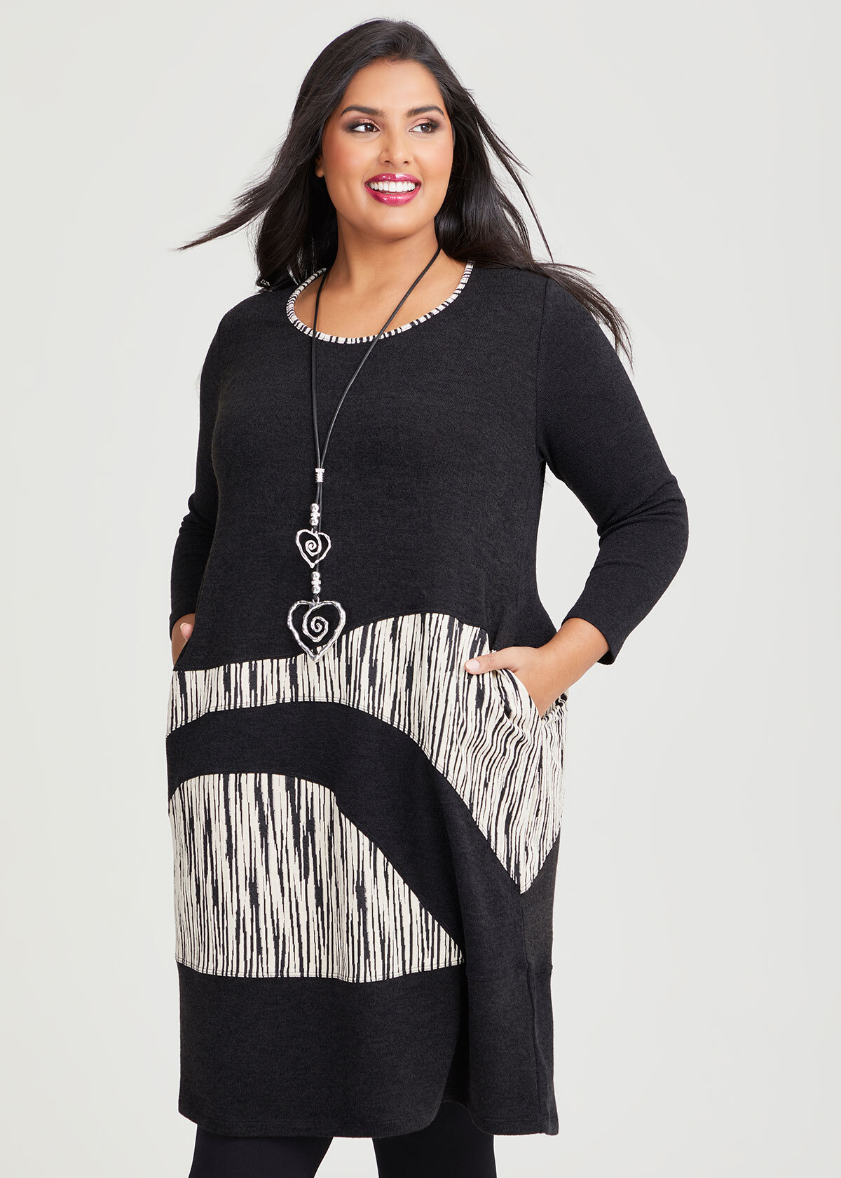 Shop Plus Size Splice Jacquard Snug Tulip Dress, Black | Taking Shape AU