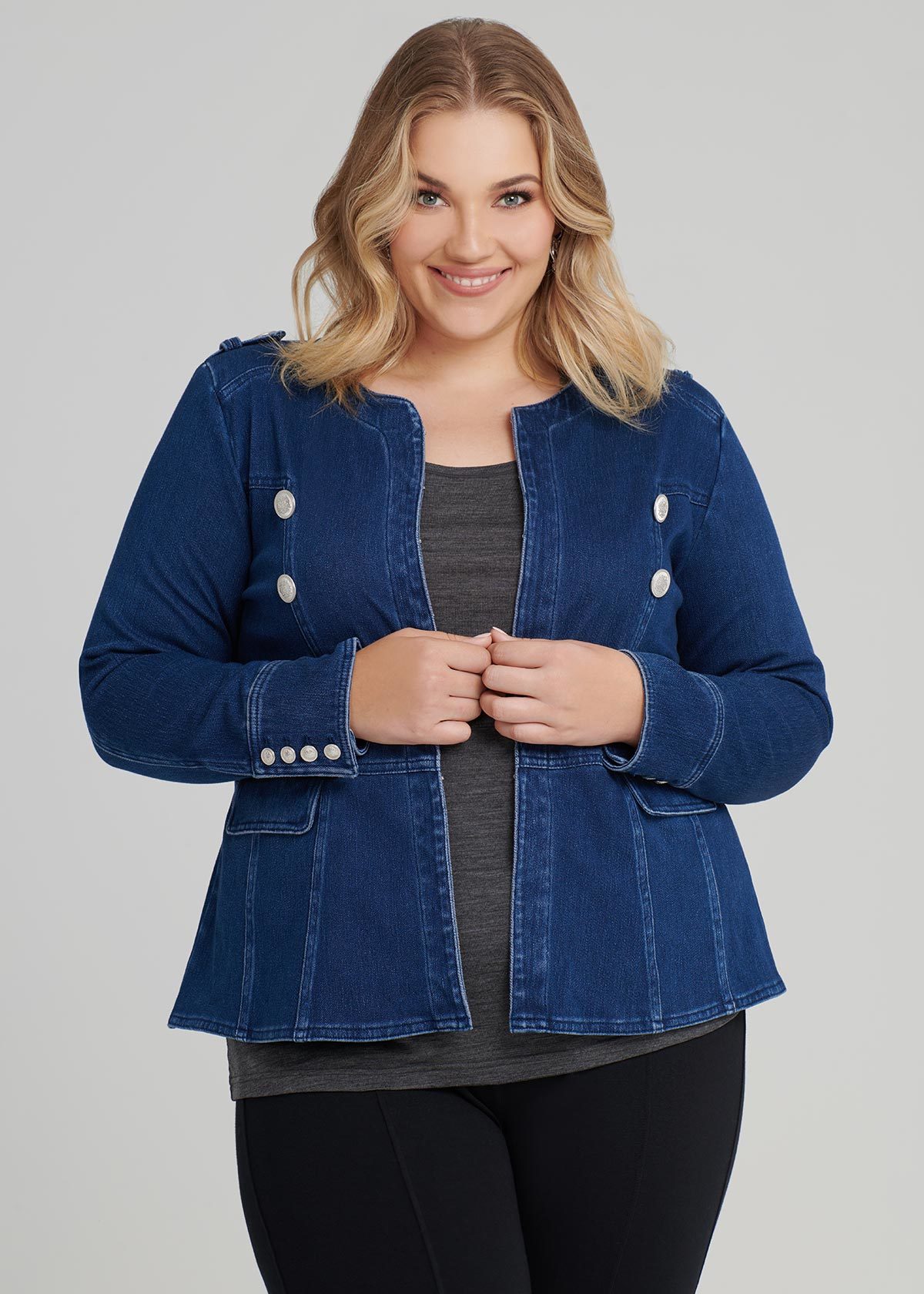 Shop Plus Size Majestic Denim Jacket, Blue | Taking Shape AU