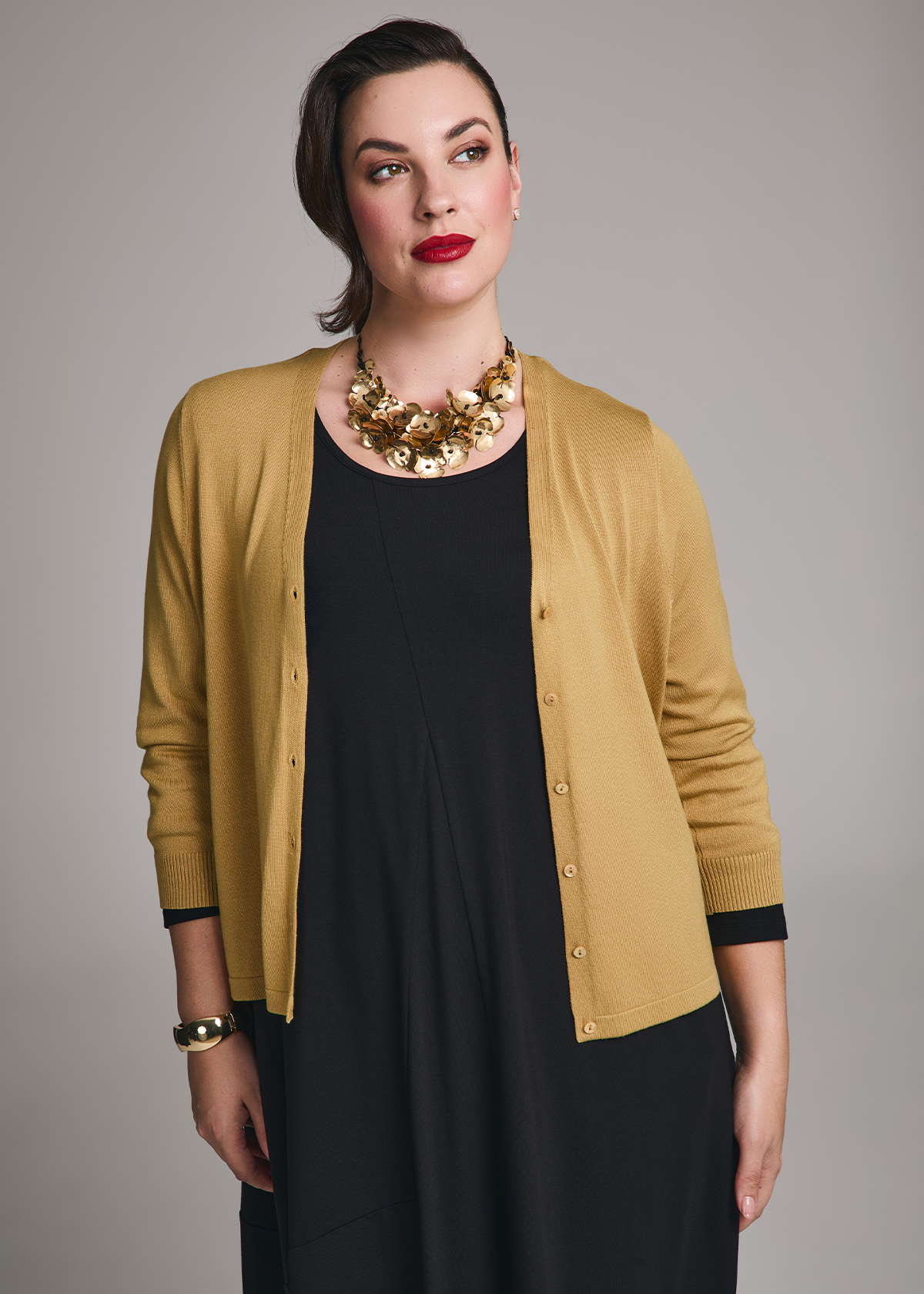 Shop Plus Size Ivy V-neck Natural Knit Cardigan, Yellow | Taking Shape AU