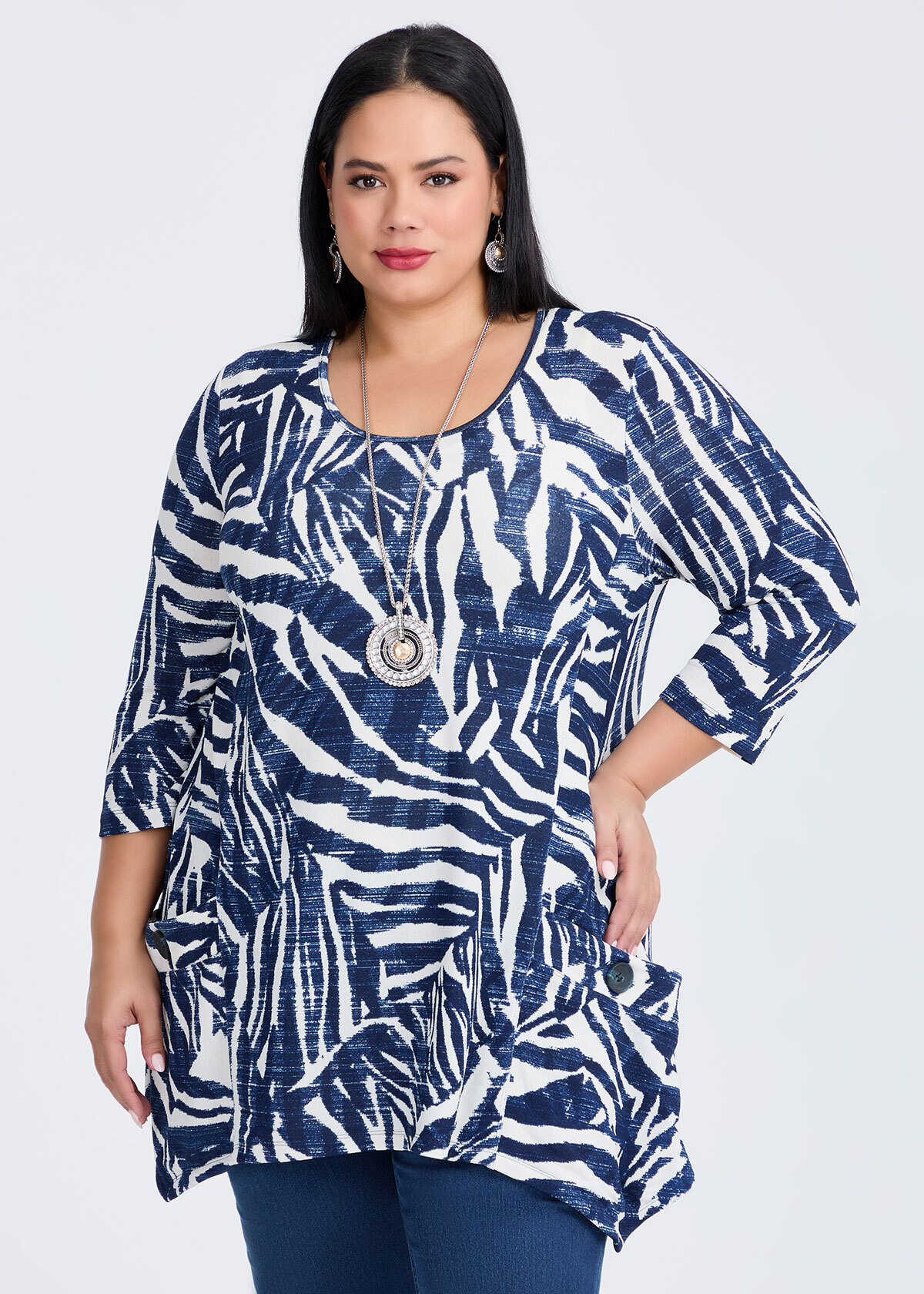 Shop Plus Size Gabby Swing Top, Navy | Taking Shape NZ