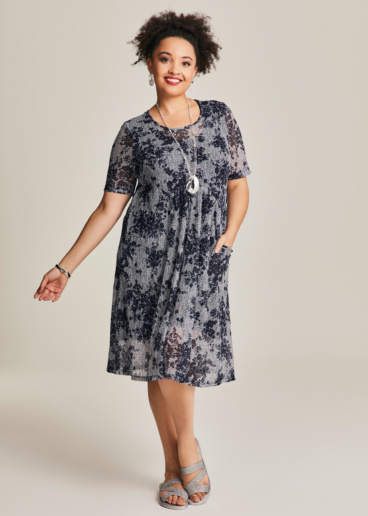 Shop Plus Size Everyday Mesh Empire Dress, Blue | Taking Shape AU